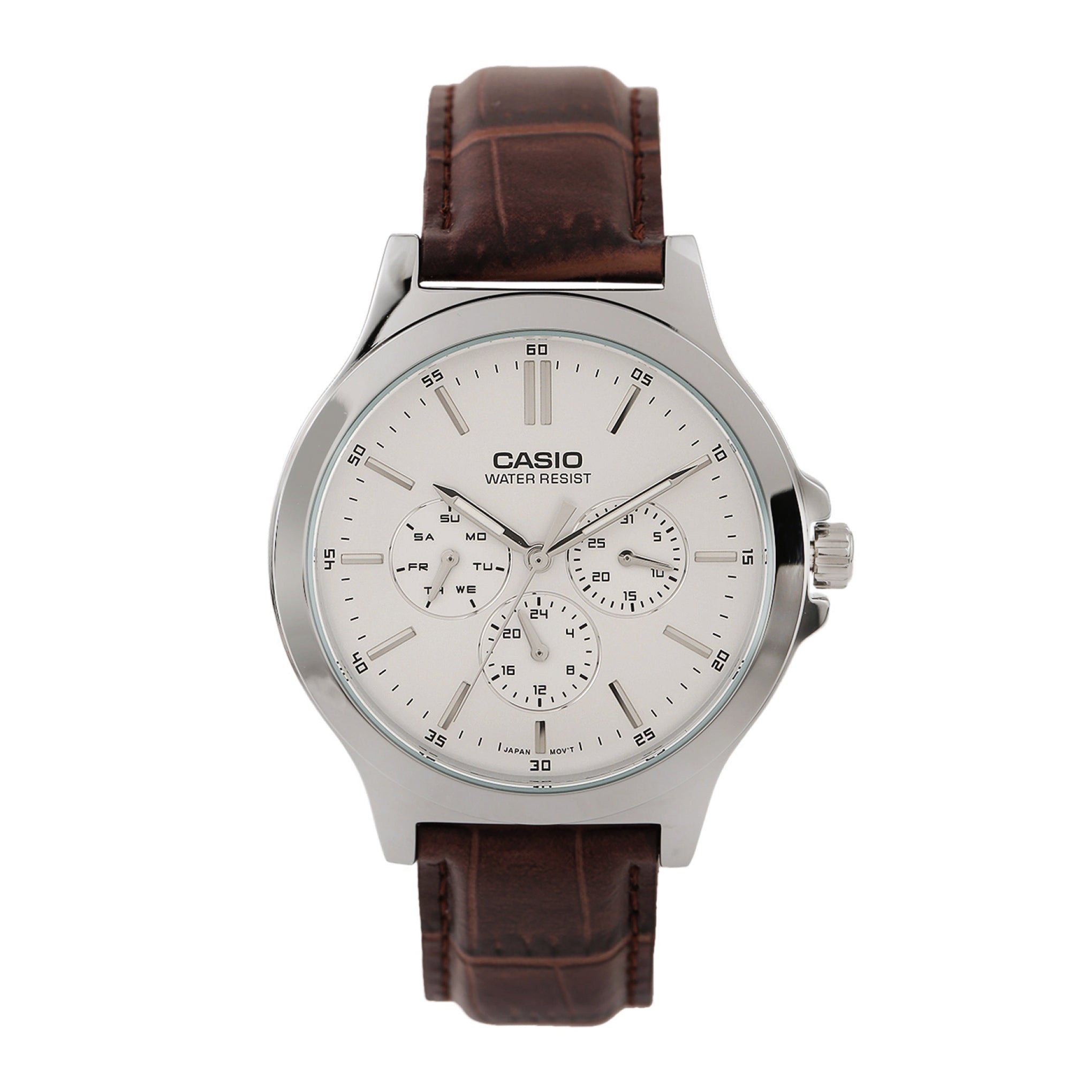 Order Casio Men's Enticer Silver Analogue Brown Leather Watch Mtp-V300l ...