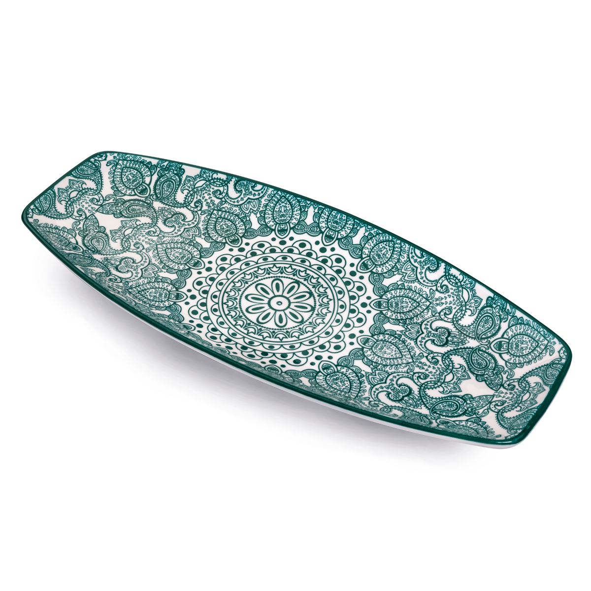 Order Che Brucia Arabesque Green Porcelain Boat Shape Plate 14" Green ...