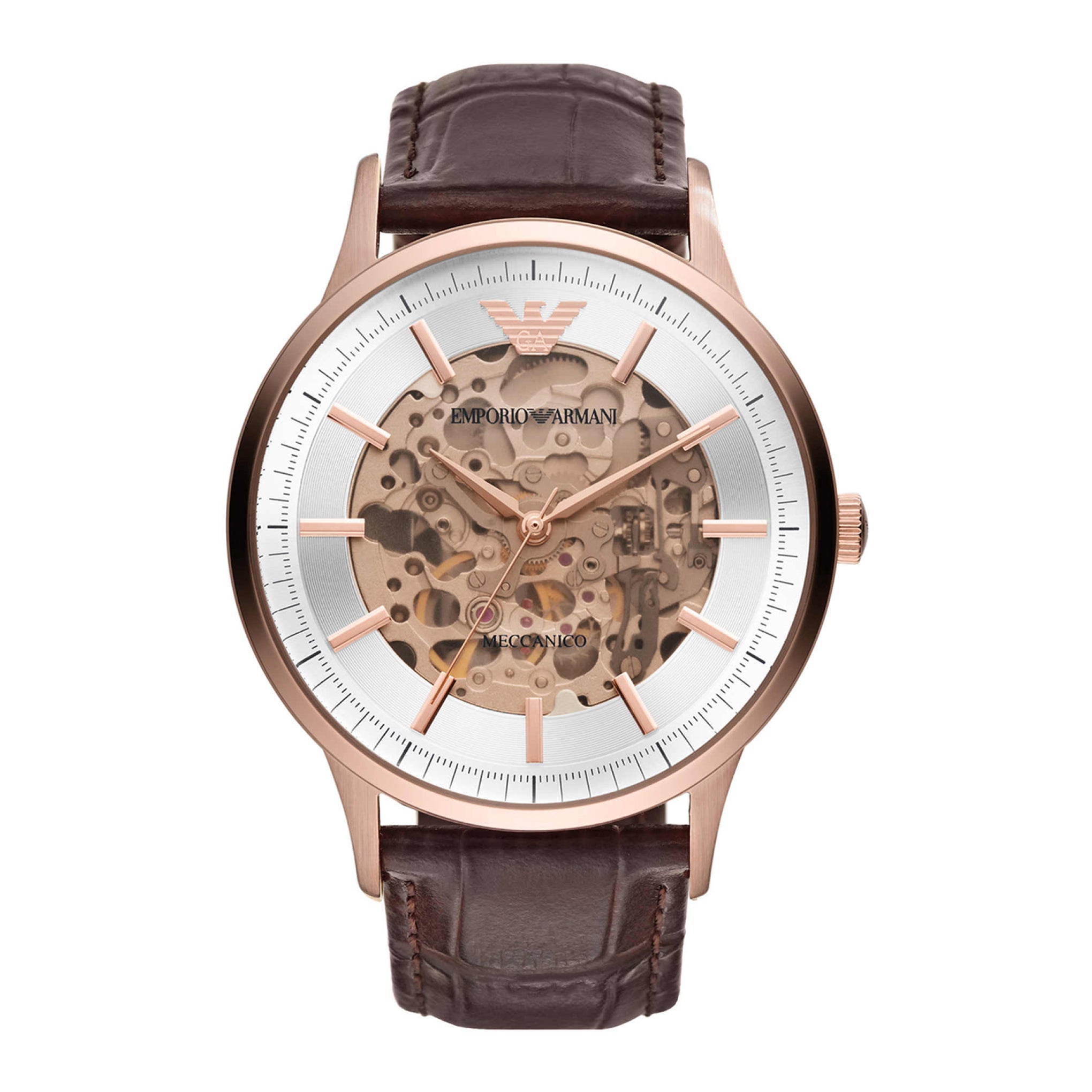 Order Emporio Armani Men's Silver Dial Automatic Leather Watch-Ar60039 ...