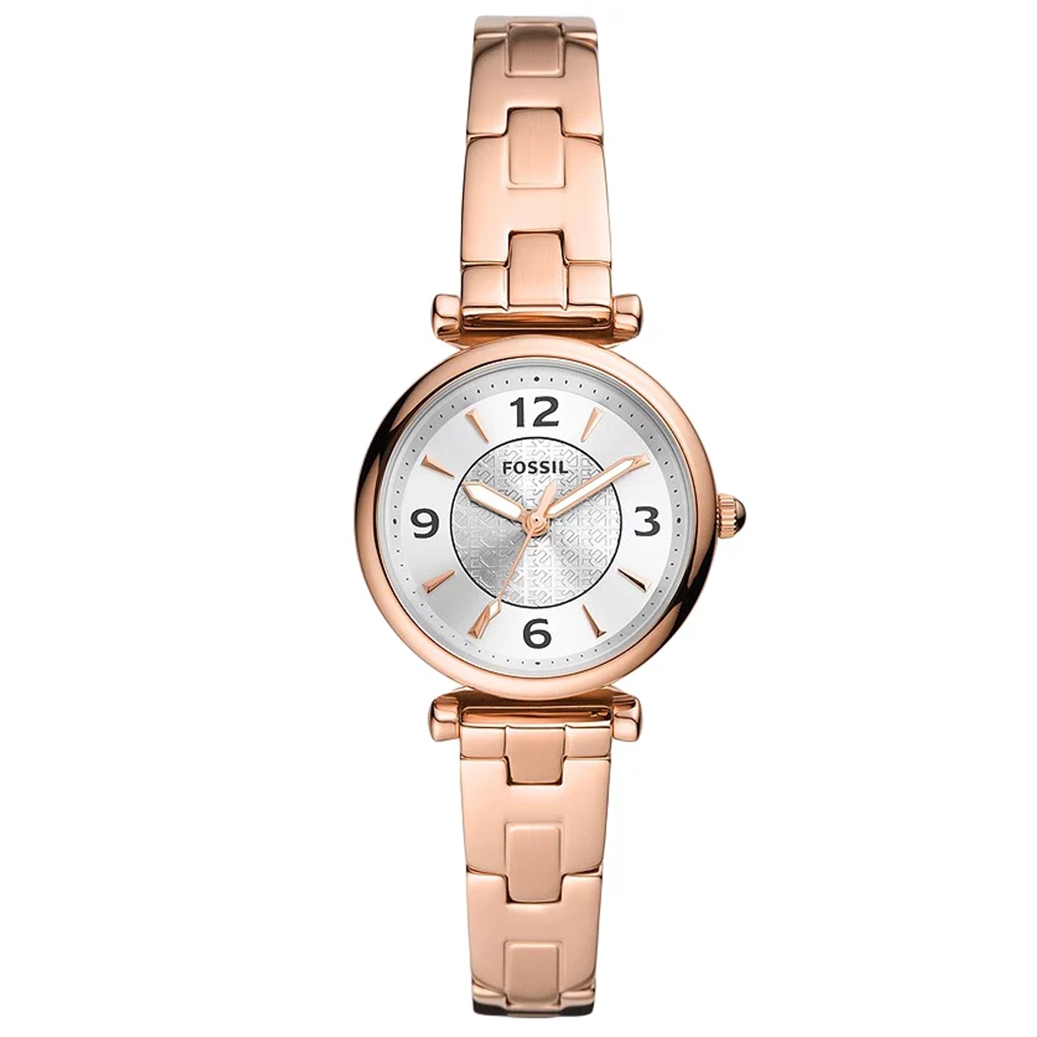 Fossil Es5202 Carlie Three-Hand Rose Gold-Tone Stainless Steel Women's ...
