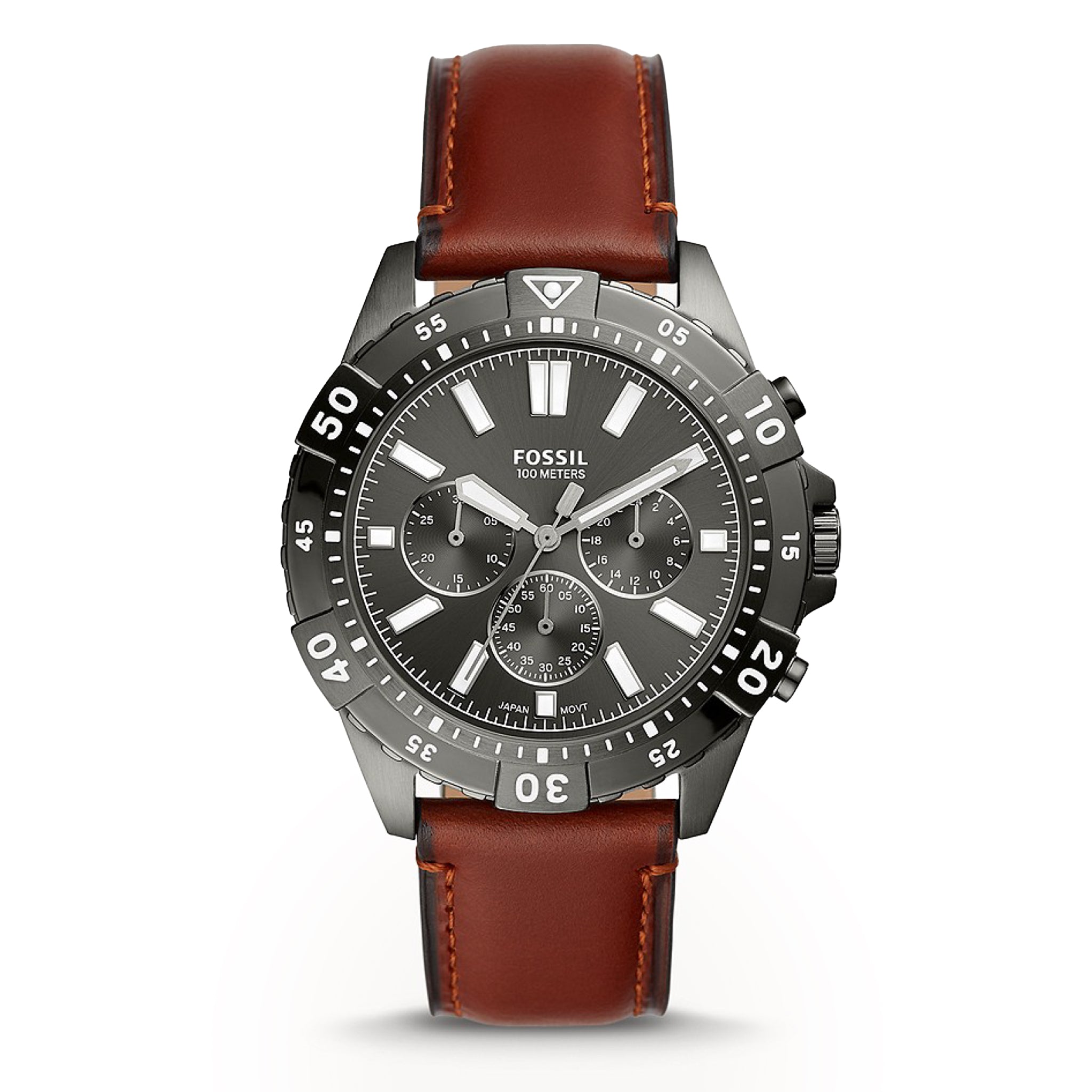 Fossil Fs5770 Garrett Chronograph Brown Leather Watch | Jomla.ae