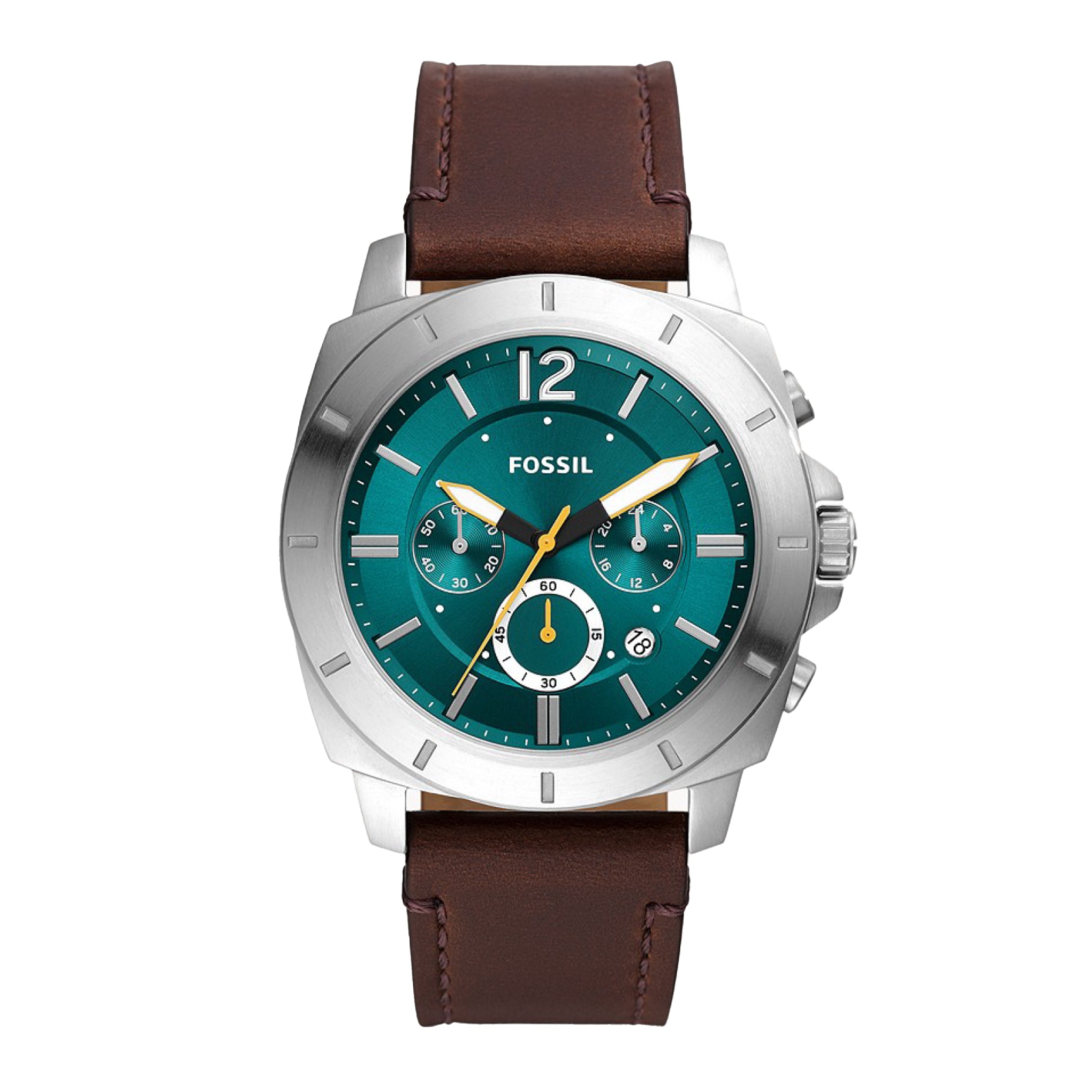 Fossil Men's Privateer Chronograph Brown Leather Watch Bq2778 | Jomla.ae