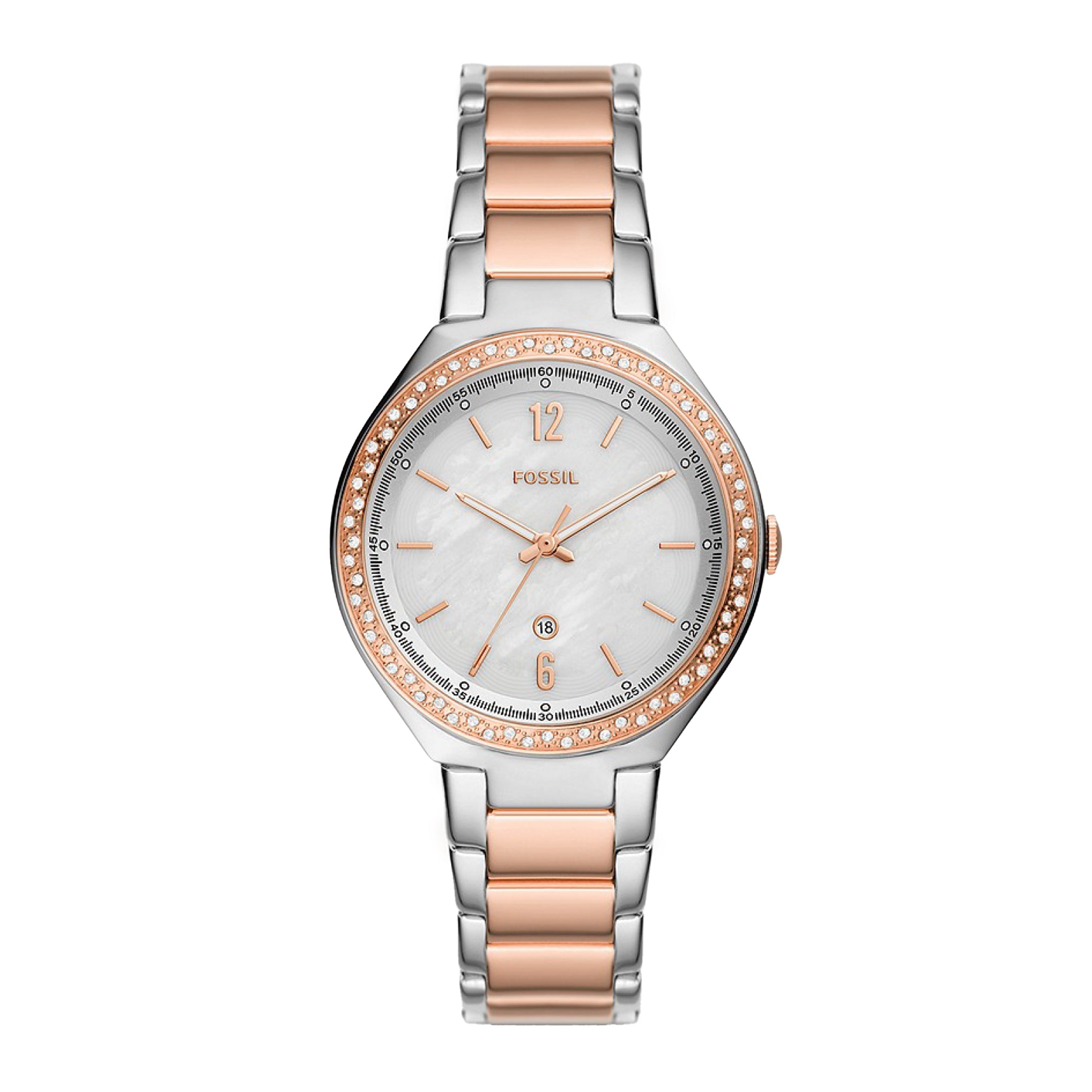 Order Fossil Women's Ashtyn Three-Hand Date Two-Tone Stainless Steel ...