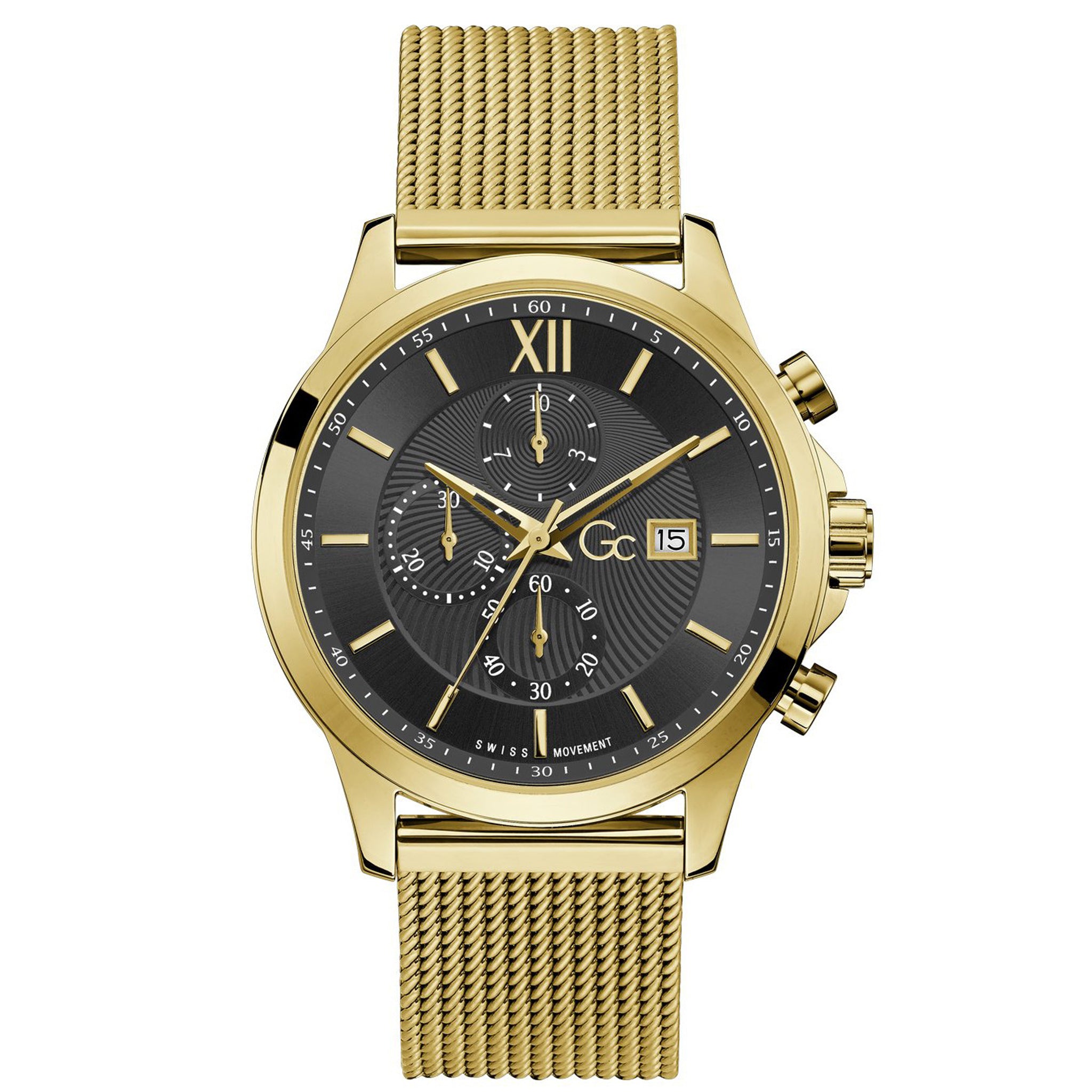 Order Gc Men's Analog Executive Chrono Display And Stainless Steel Mesh ...
