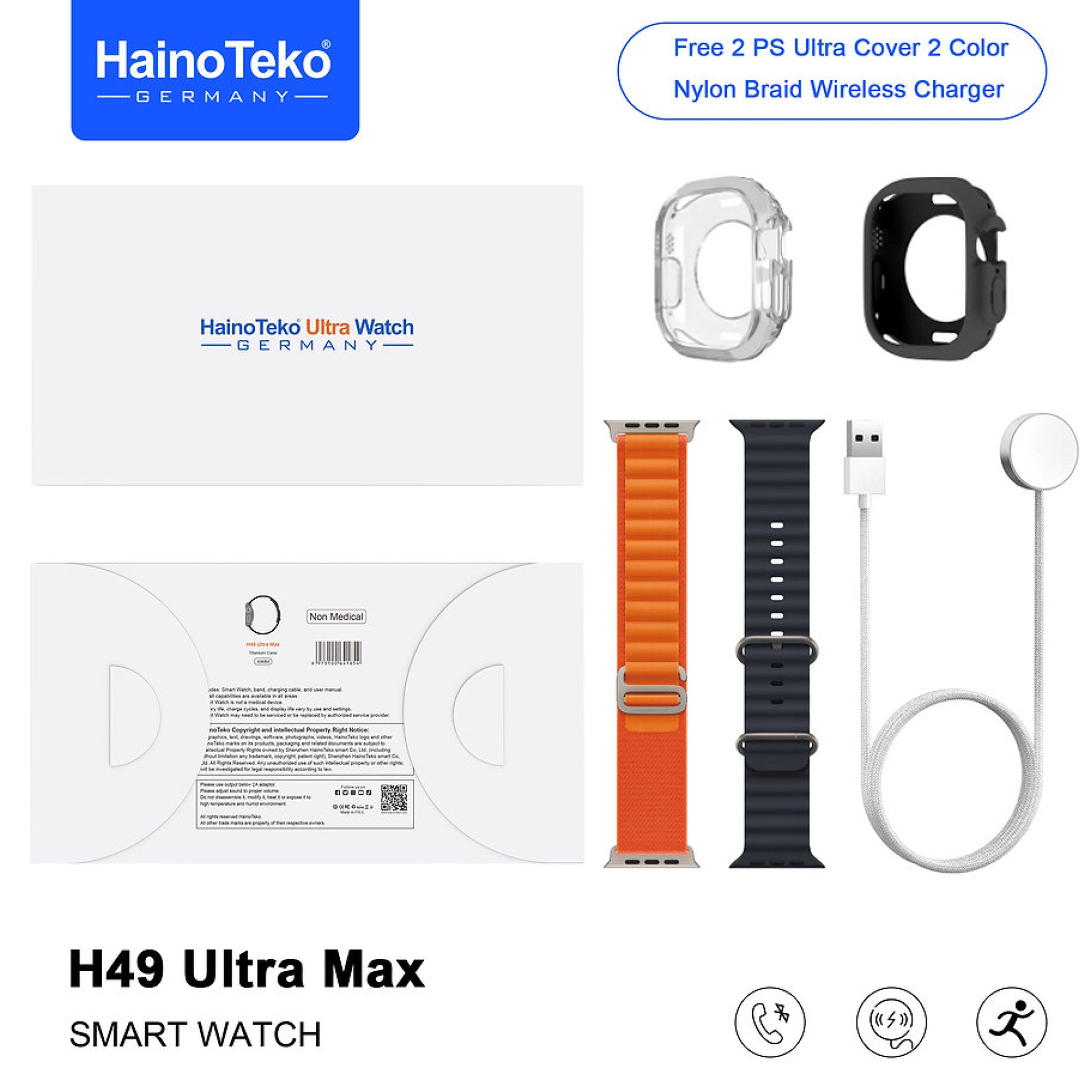 Order Haino Teko Germany 49mm Hd Display Smart Watch H49 Ultra Max Two Set Strap And Two Case ...