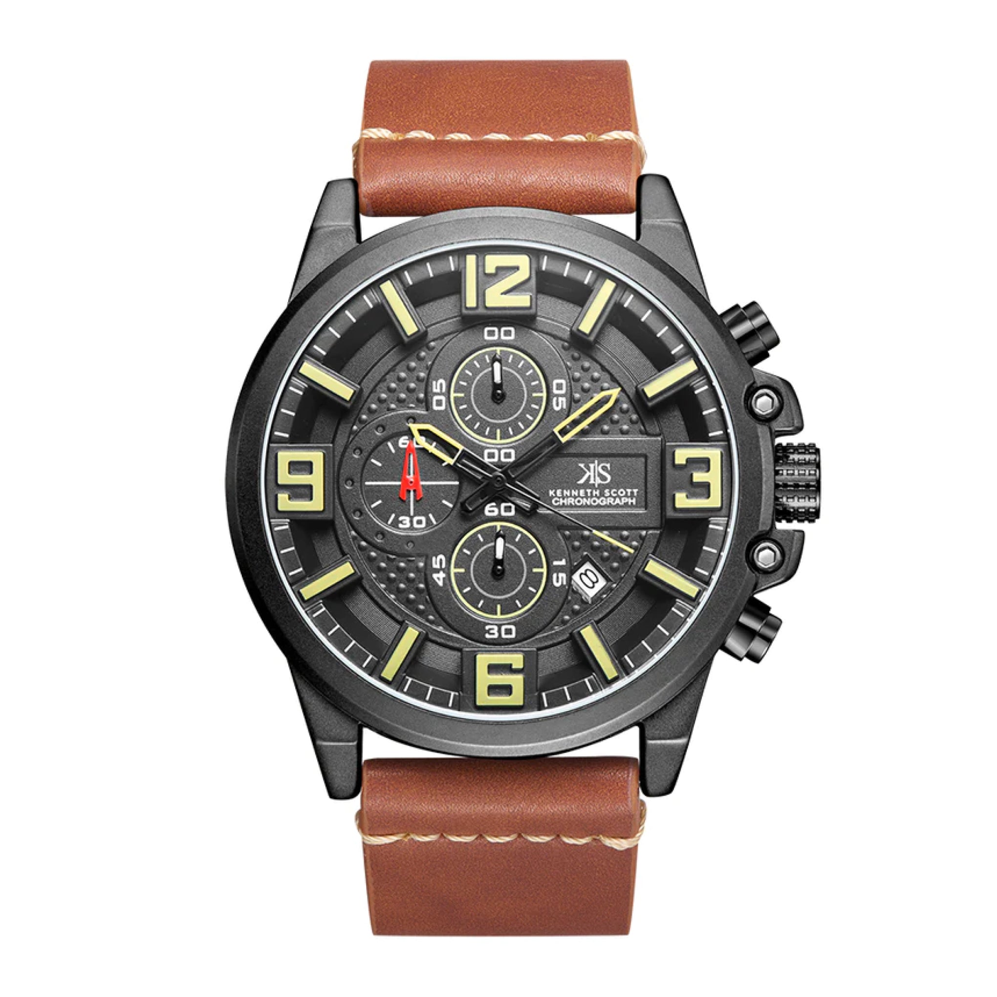 Kenneth Scott Men's Black Dial Chronograph Watch - K22108-Bleb | Jomla.ae