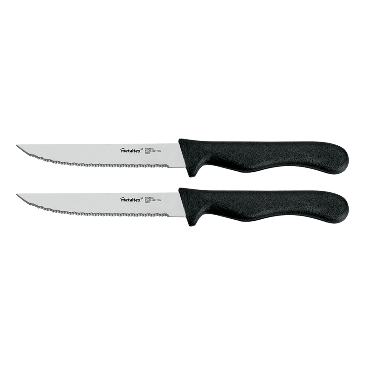 Order Metaltex Steel Set of 2 Basic Steak Knives 21 cm Black Silver Steel Now! | Jomla.ae