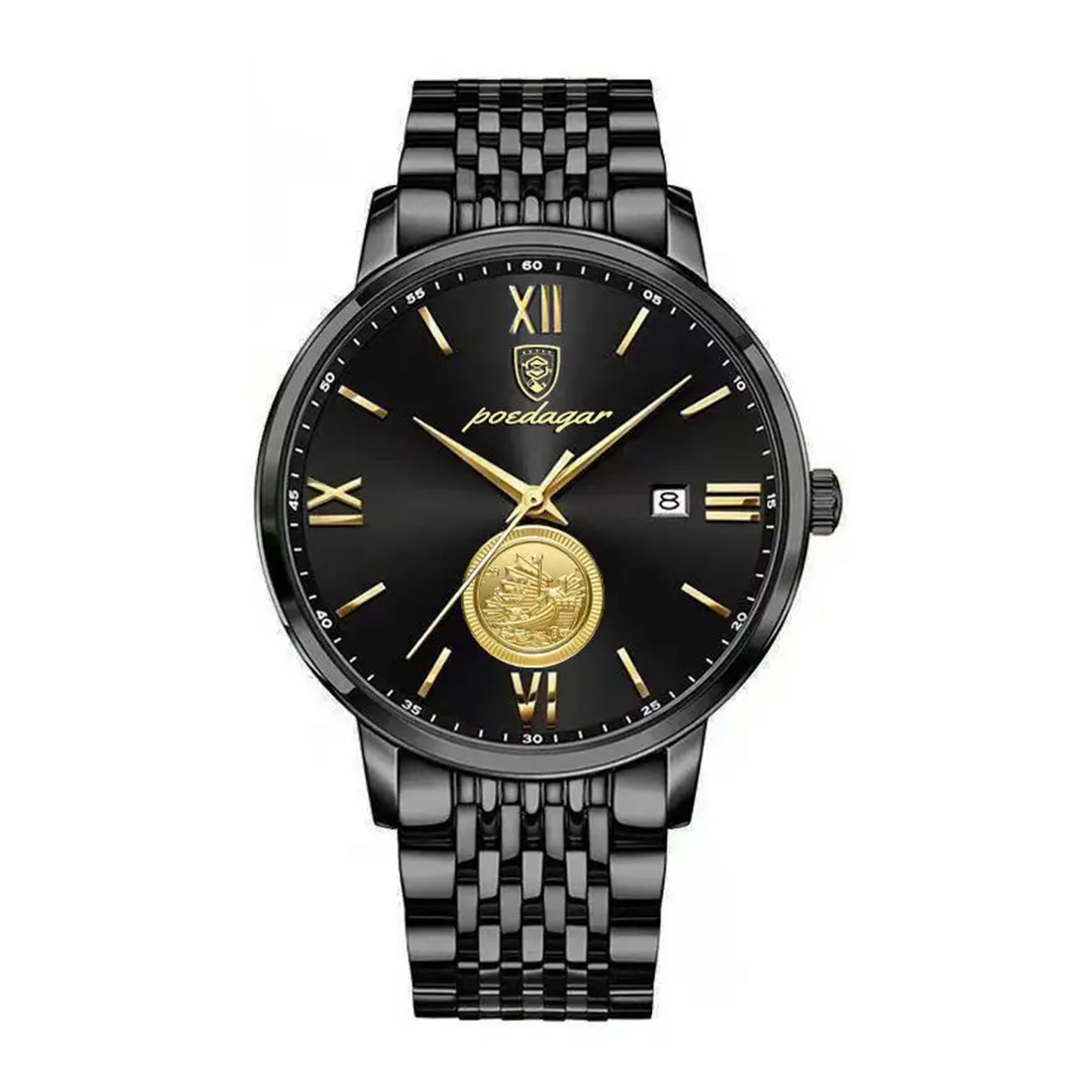 Order Poedagar Men's Black Stainless Steel Quartz Analog Watch ...
