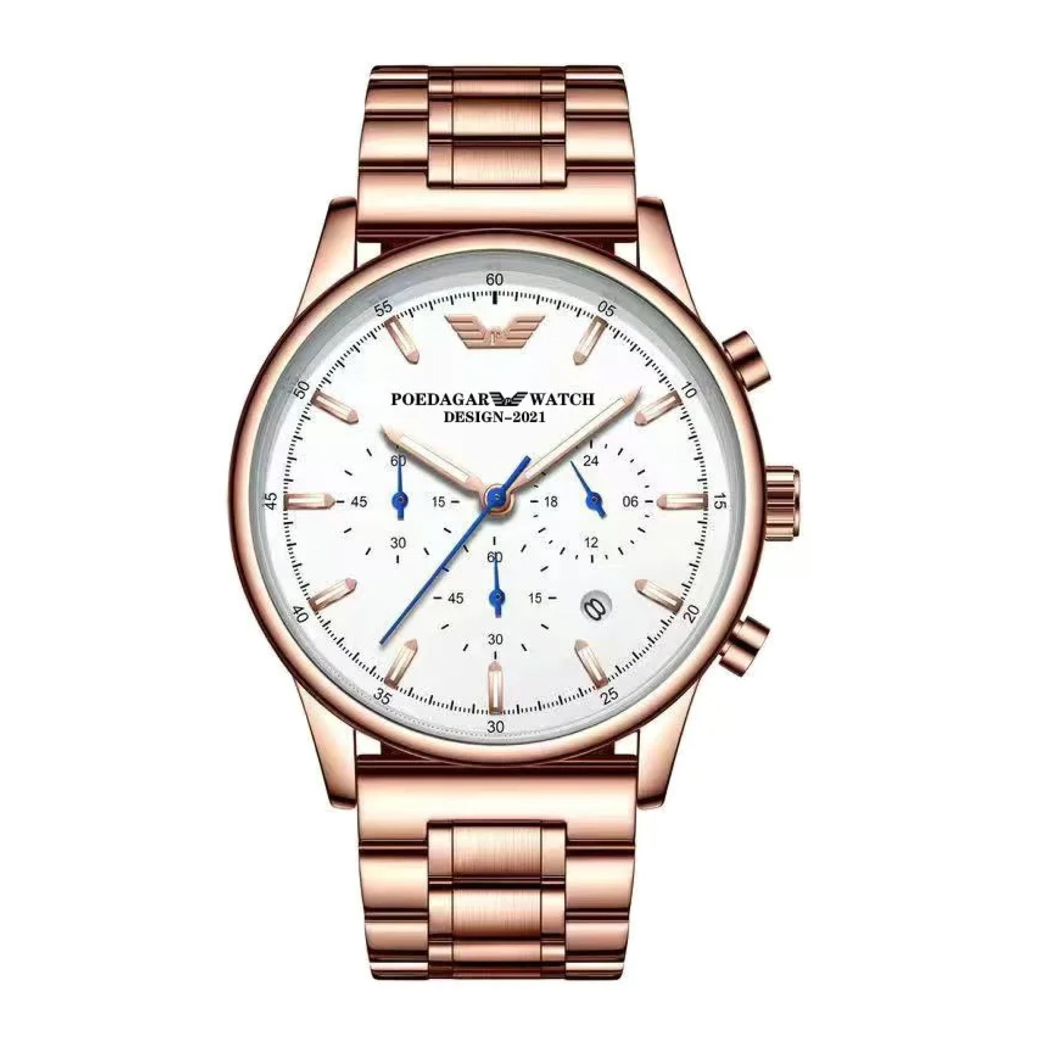Order Poedagar Men's Chronograph Rose Gold Stainless Steel White Dial ...
