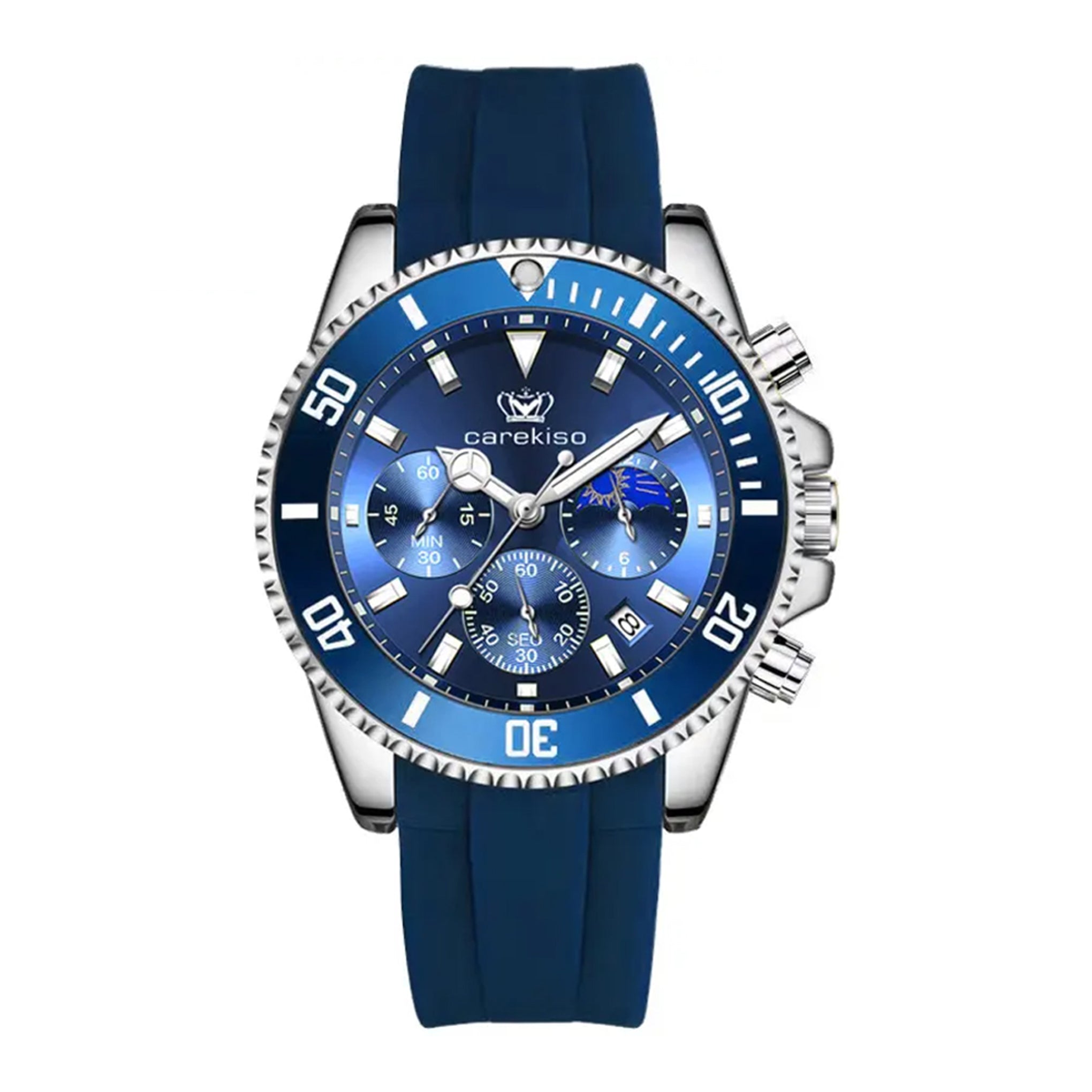 Poedagar Men's Quartz Blue Silicone Band Blue Dial Watch - 902slbuc ...