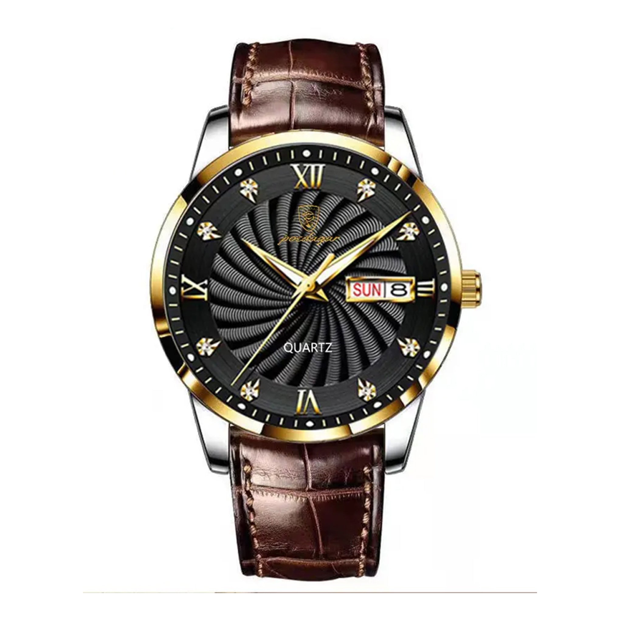 Order Poedagar Men's Quartz Brown Leather Black Dial Watch - 827gdbkl ...