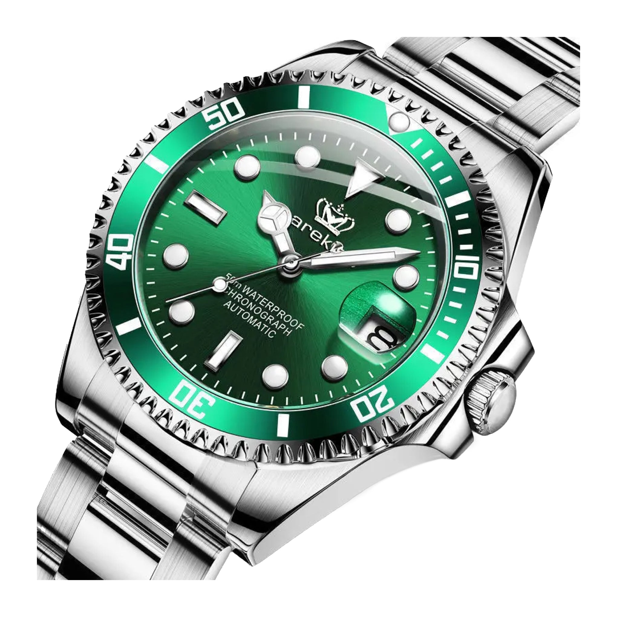Order Poedagar Men's Quartz Silver Stainless Steel Band Green Dial ...