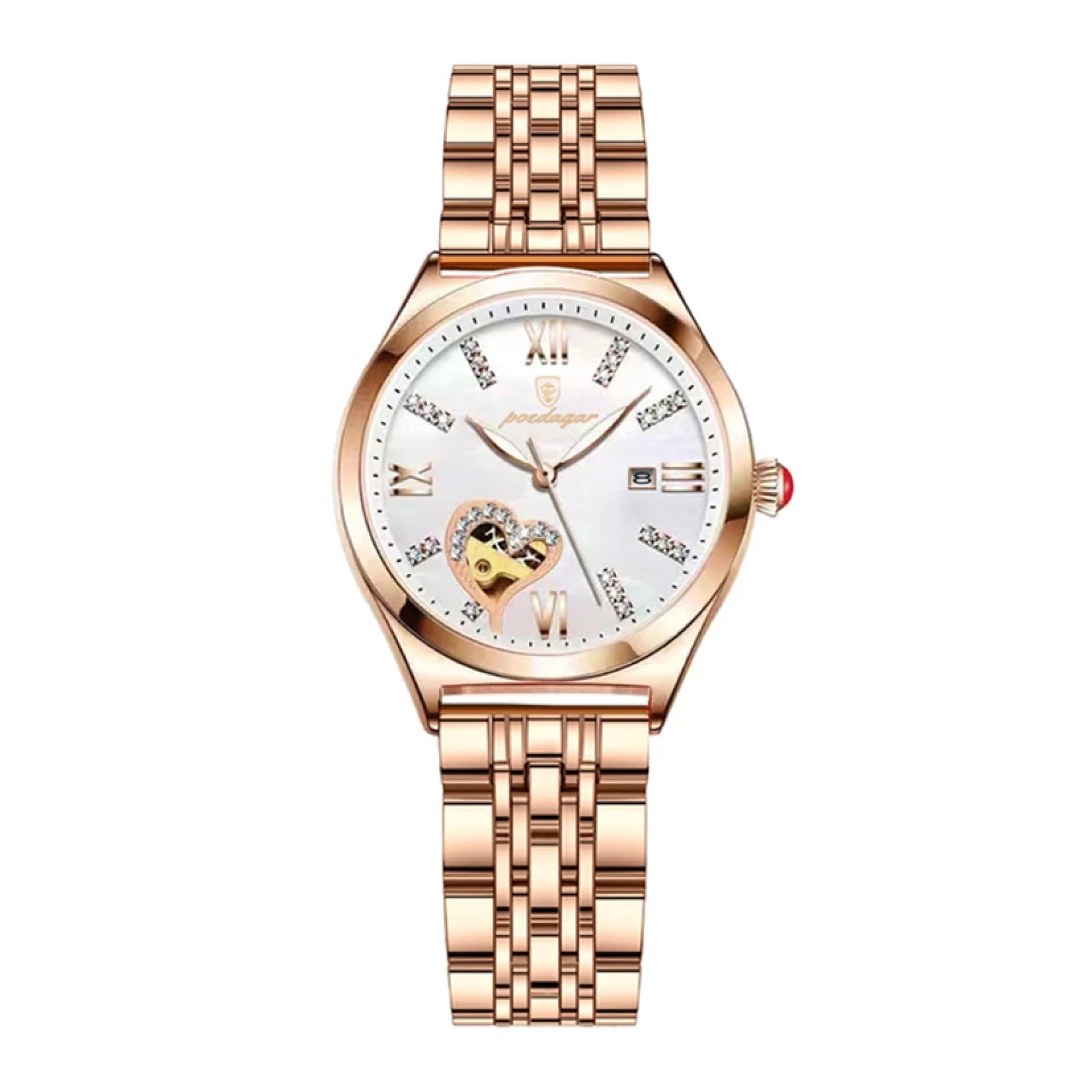 Poedagar Women Love Series Rose Gold Stainless Stain Steel Quartz ...