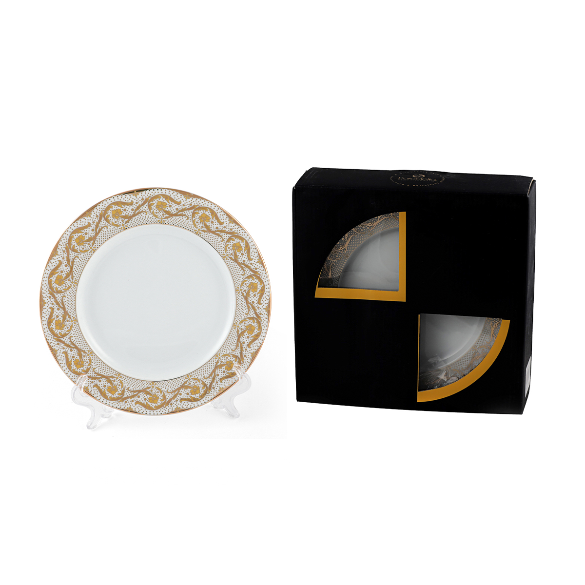Order Porceletta Ivory Porcelain 6 Piece Salad VIP Plate Set 8" Gold ...