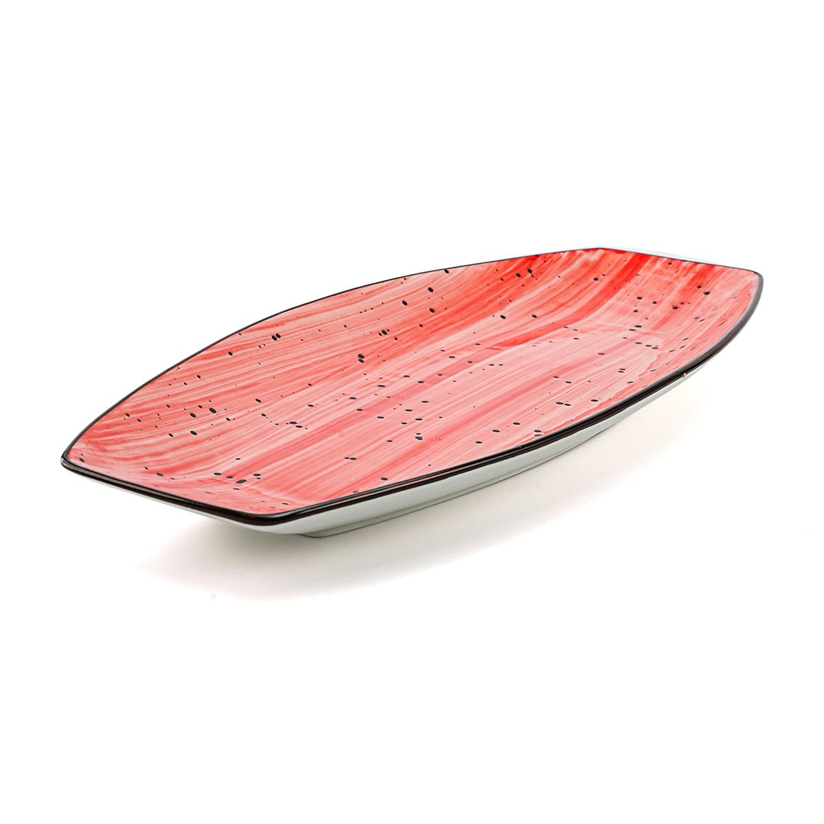 Order Porceletta Red Color Glazed Porcelain Boat Shape Plate 12" Now ...