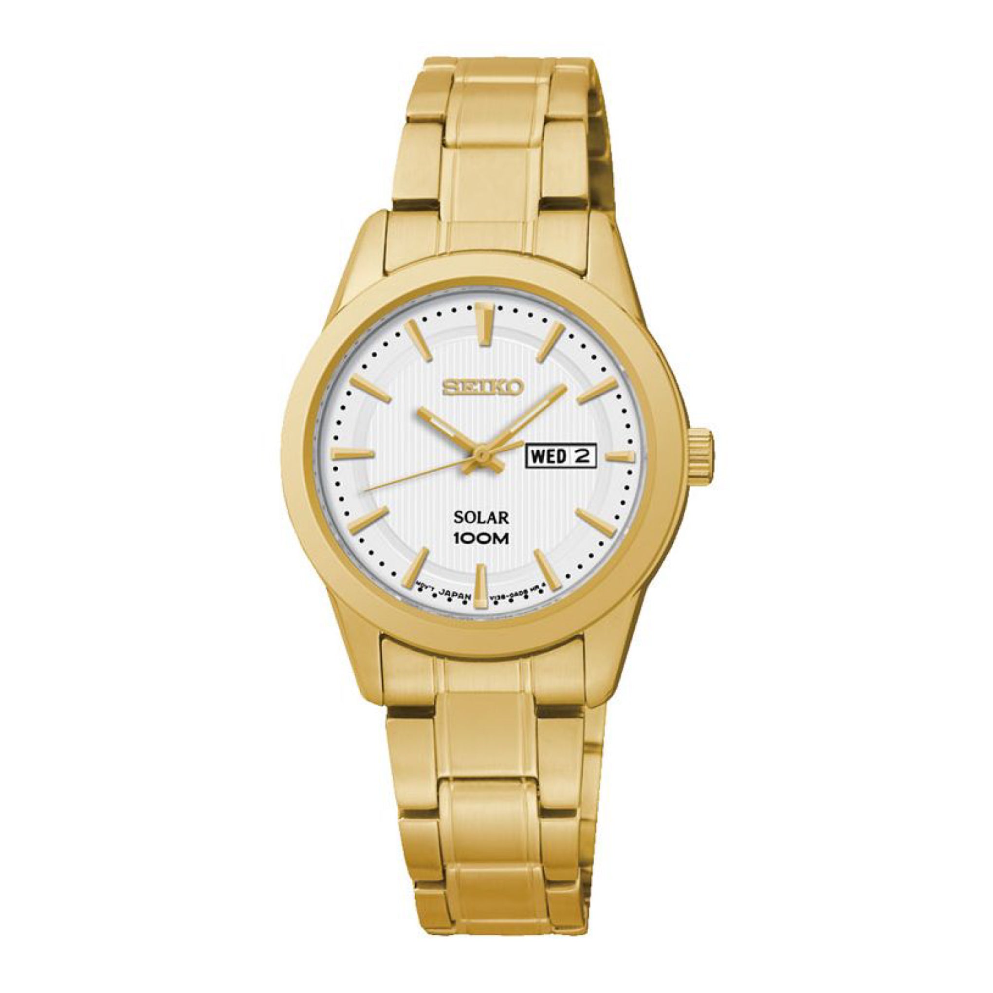 Order Seiko Women's Solar Powered Gold Stainless Steel White Dial Watch ...
