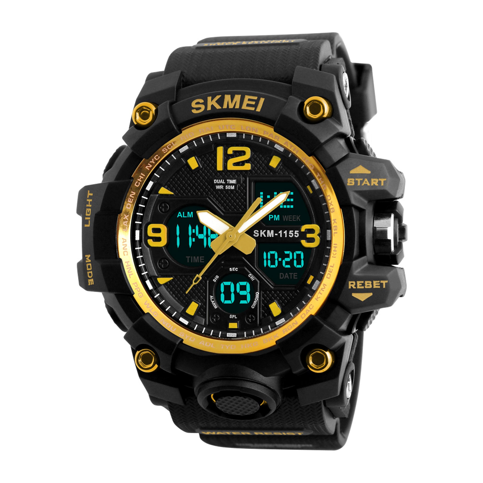 Skmei Men's Black/Gold Analog-Digital Watch 1155 | Jomla.ae