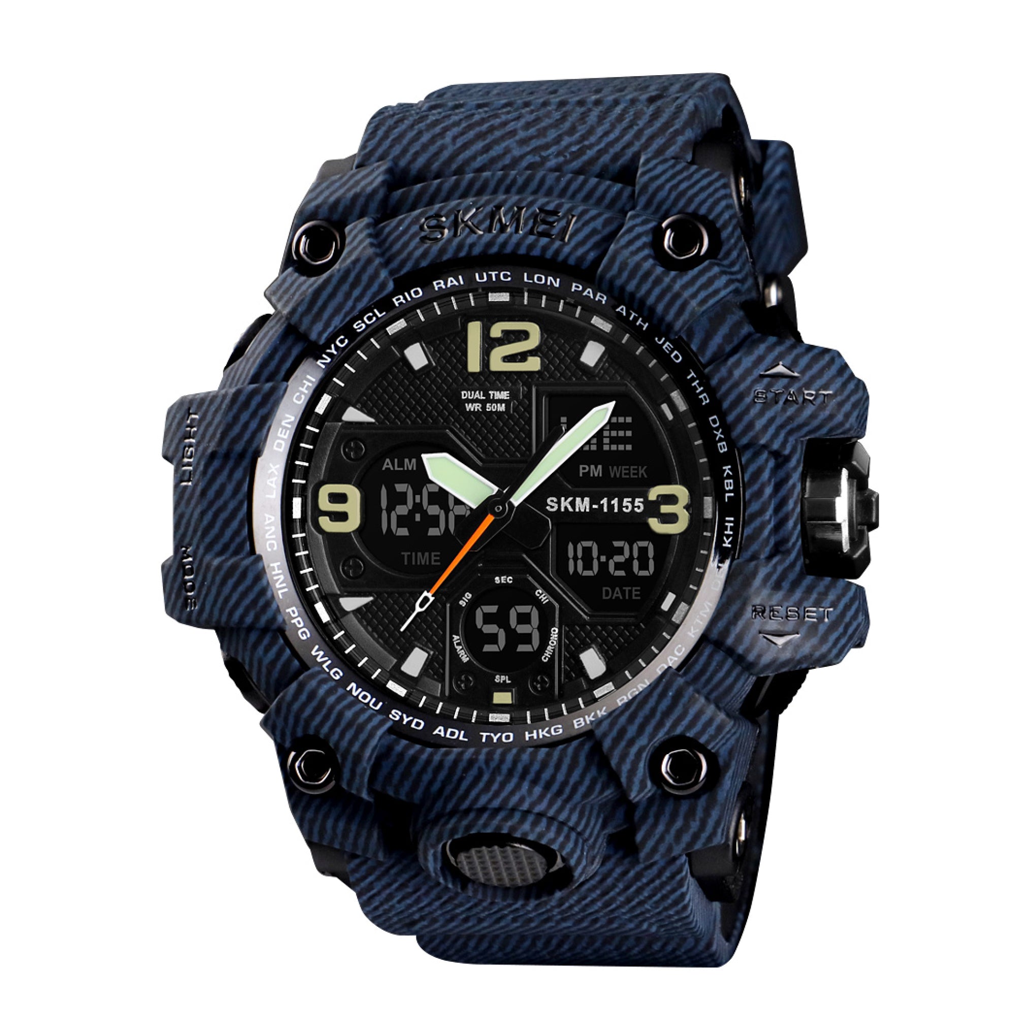 Order Skmei Men's Digital Analog Dial Denim Polyurethane Strap 1155 Now ...