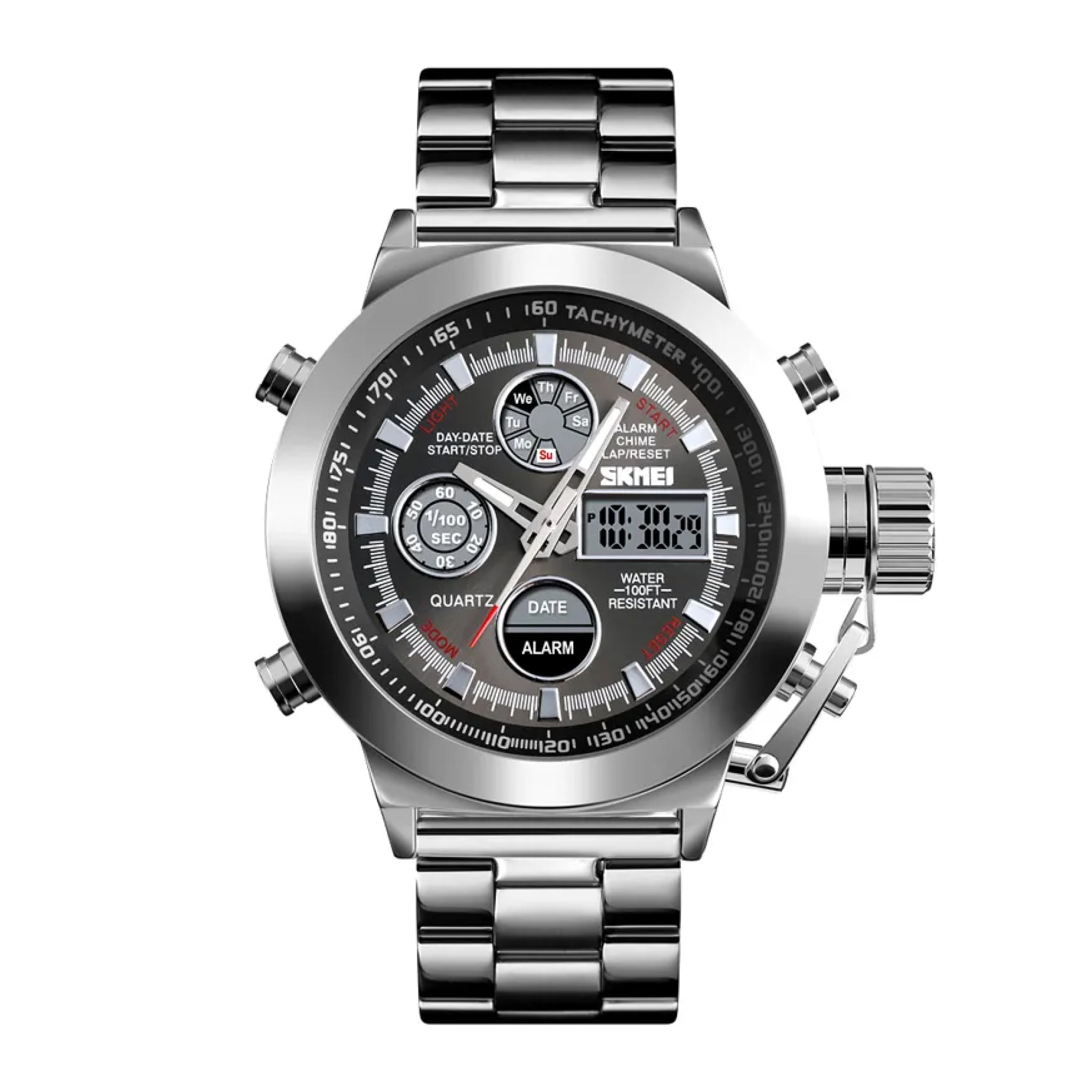 Order Skmei Men's Silver Stainless Steel Analogue Digital Wristwatch ...