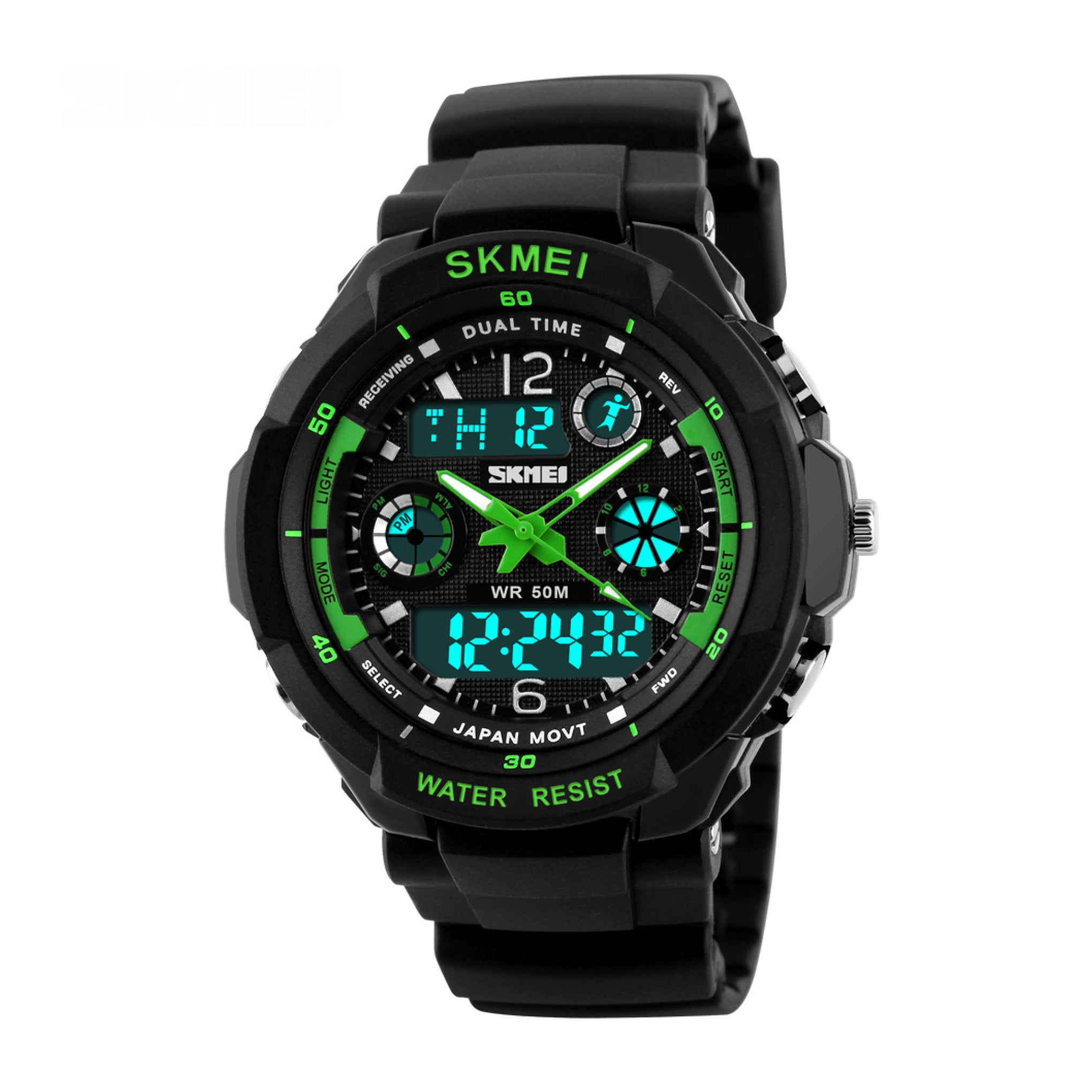 Order Skmei Men's Sports Dual Display Analogue And Digital Green Watch ...