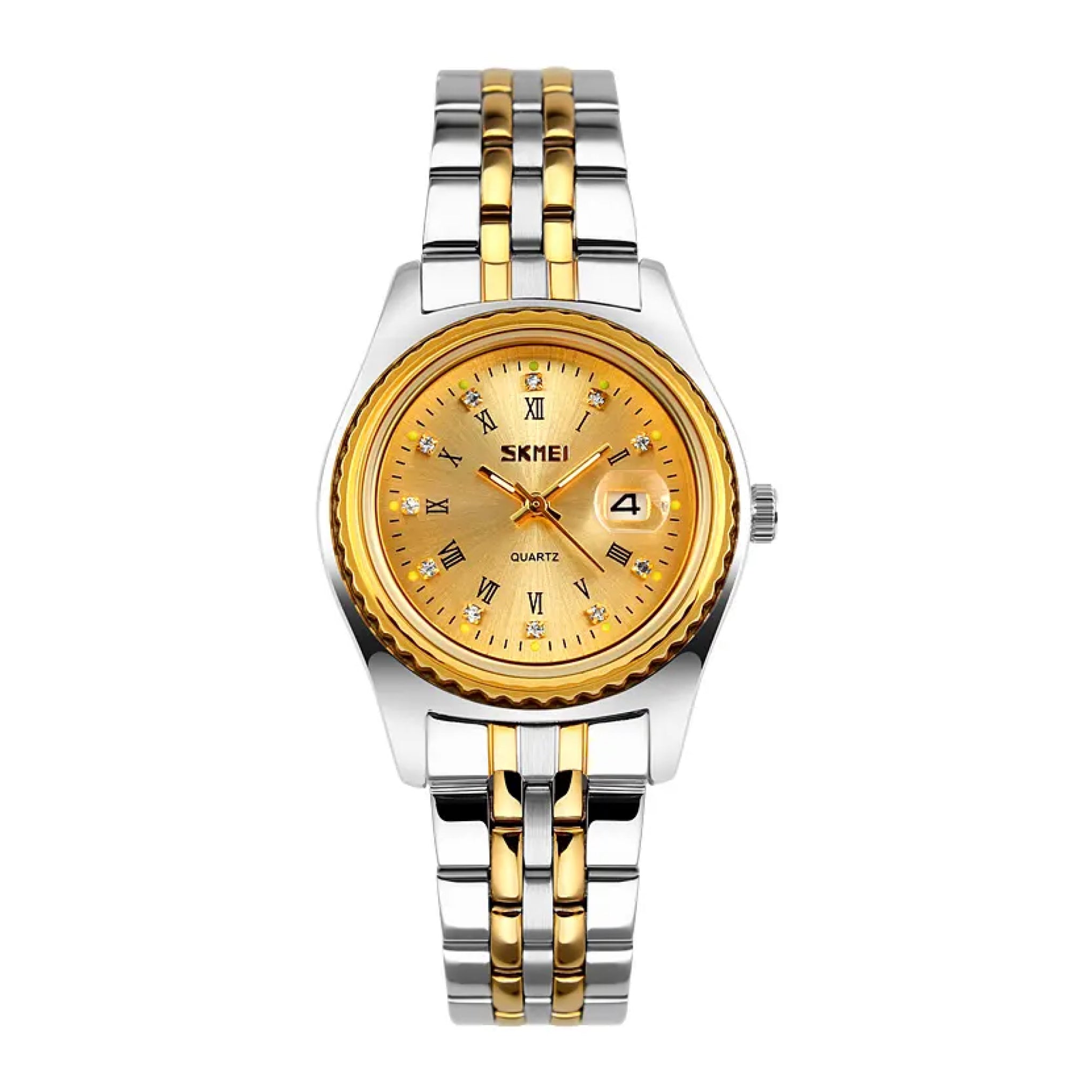 Order Skmei Women's Stainless Steel Quartz Analog Gold Dial Watch ...