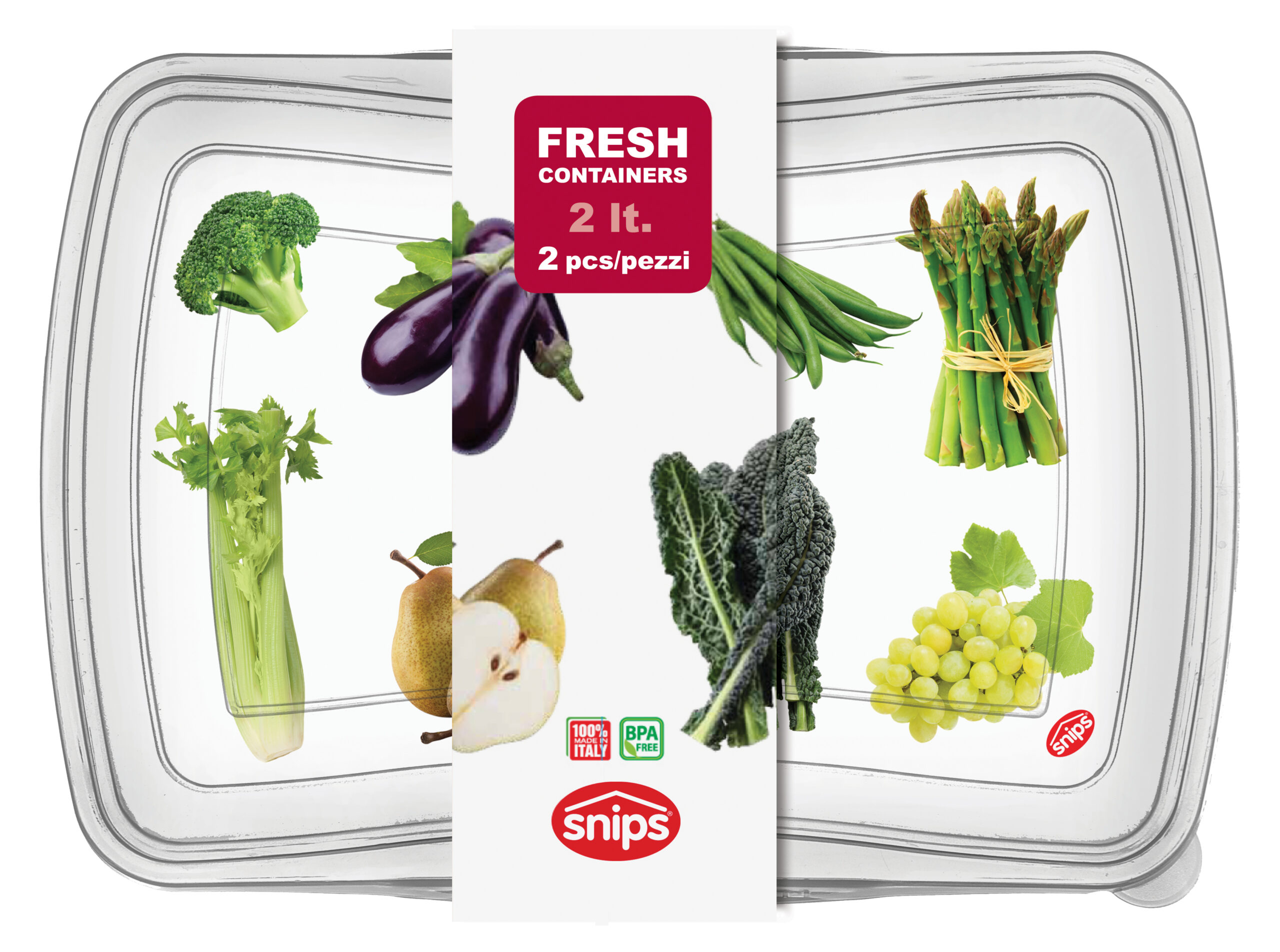 Snips 2 Pieces Fresh Rectangular Container 2 Liter Set Colored ...