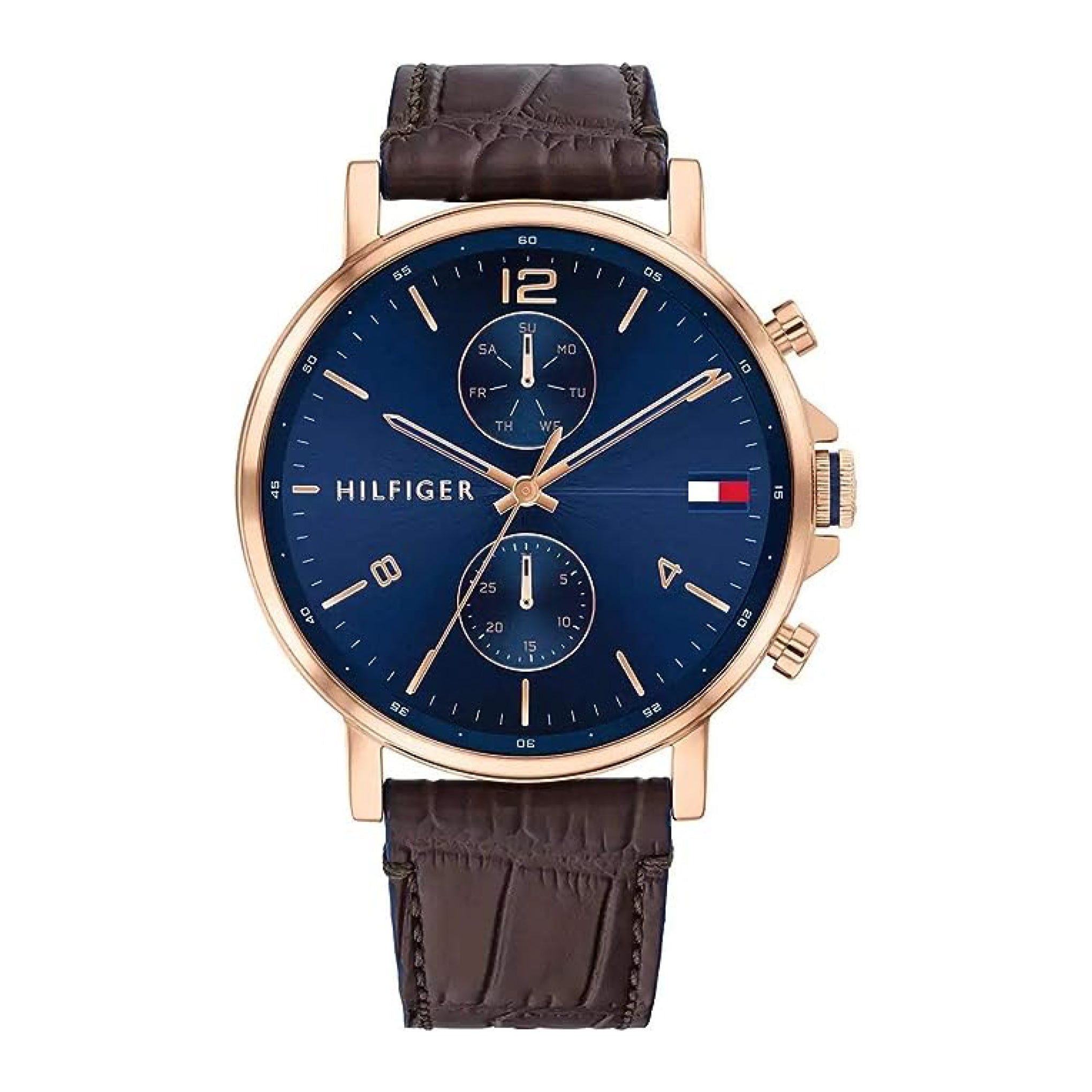 Order Tommy Hilfiger Daniel Men's Blue Dial Brown Leather Watch 1710418 ...