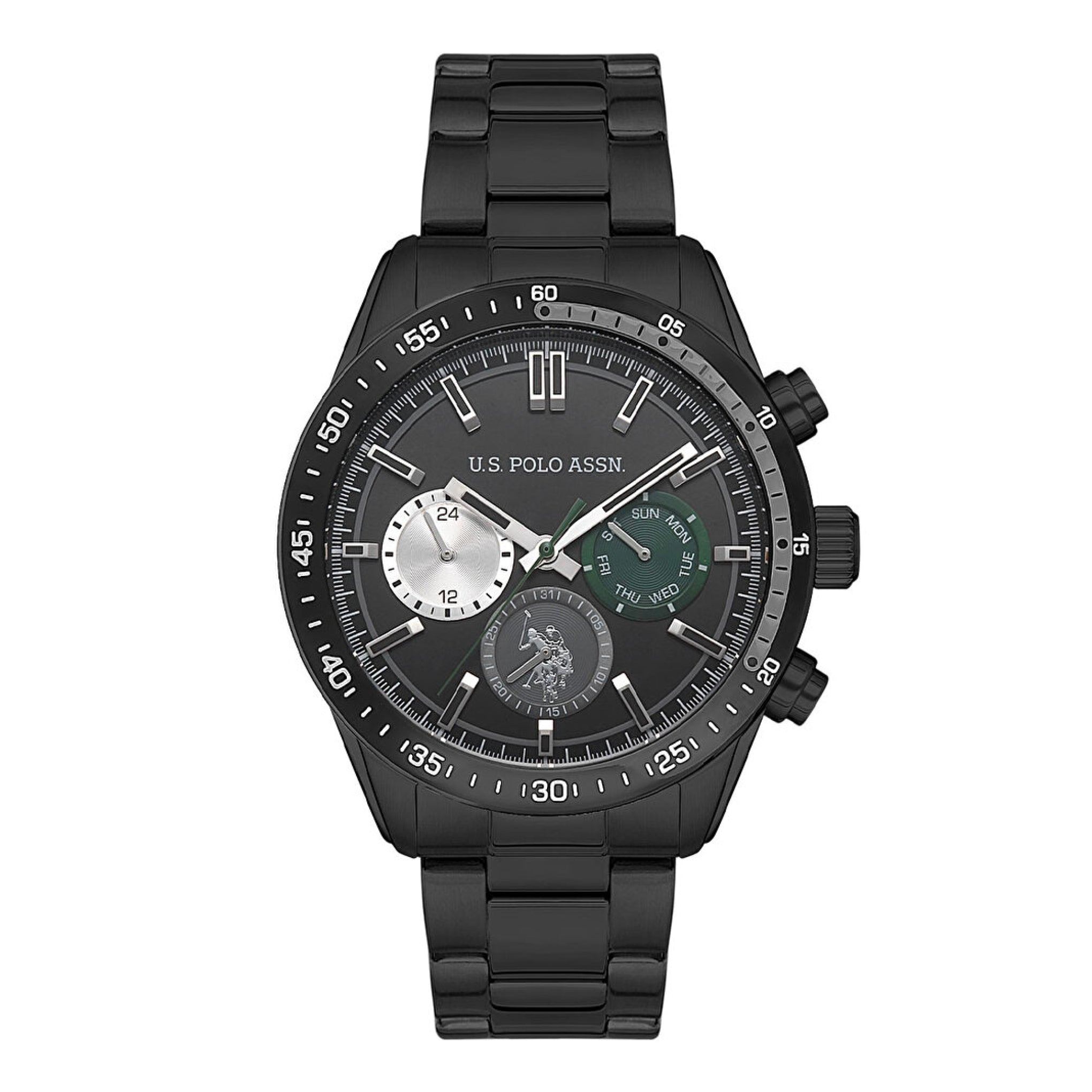 Order U.S. Polo Assn. Men's Chronograph Black Stainless Steel Watch ...