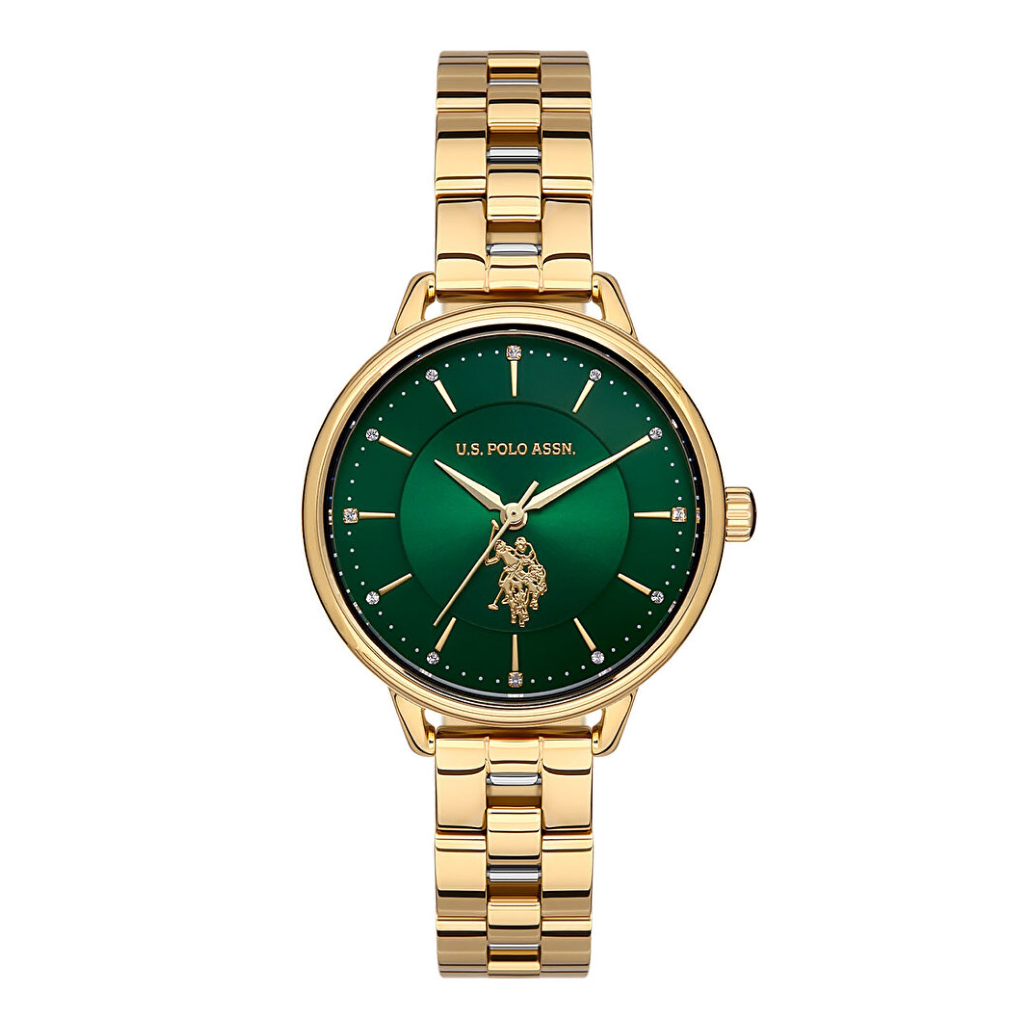 Order U.S. Polo Assn. Women's Gold Gold Stainless Steel Green Dial ...