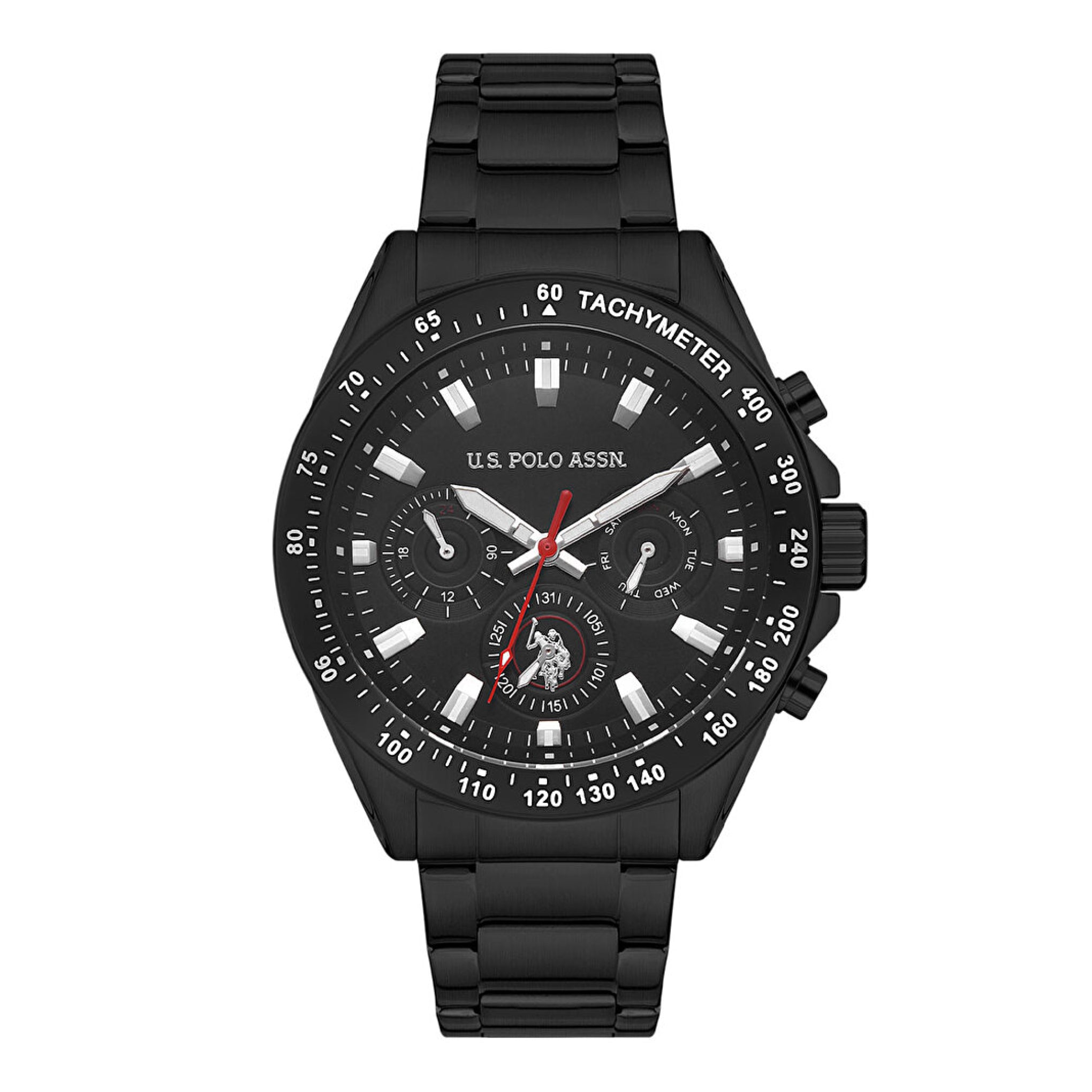 Order Us Polo Men's Black Stainless Steel Band Watch Wristwatch ...