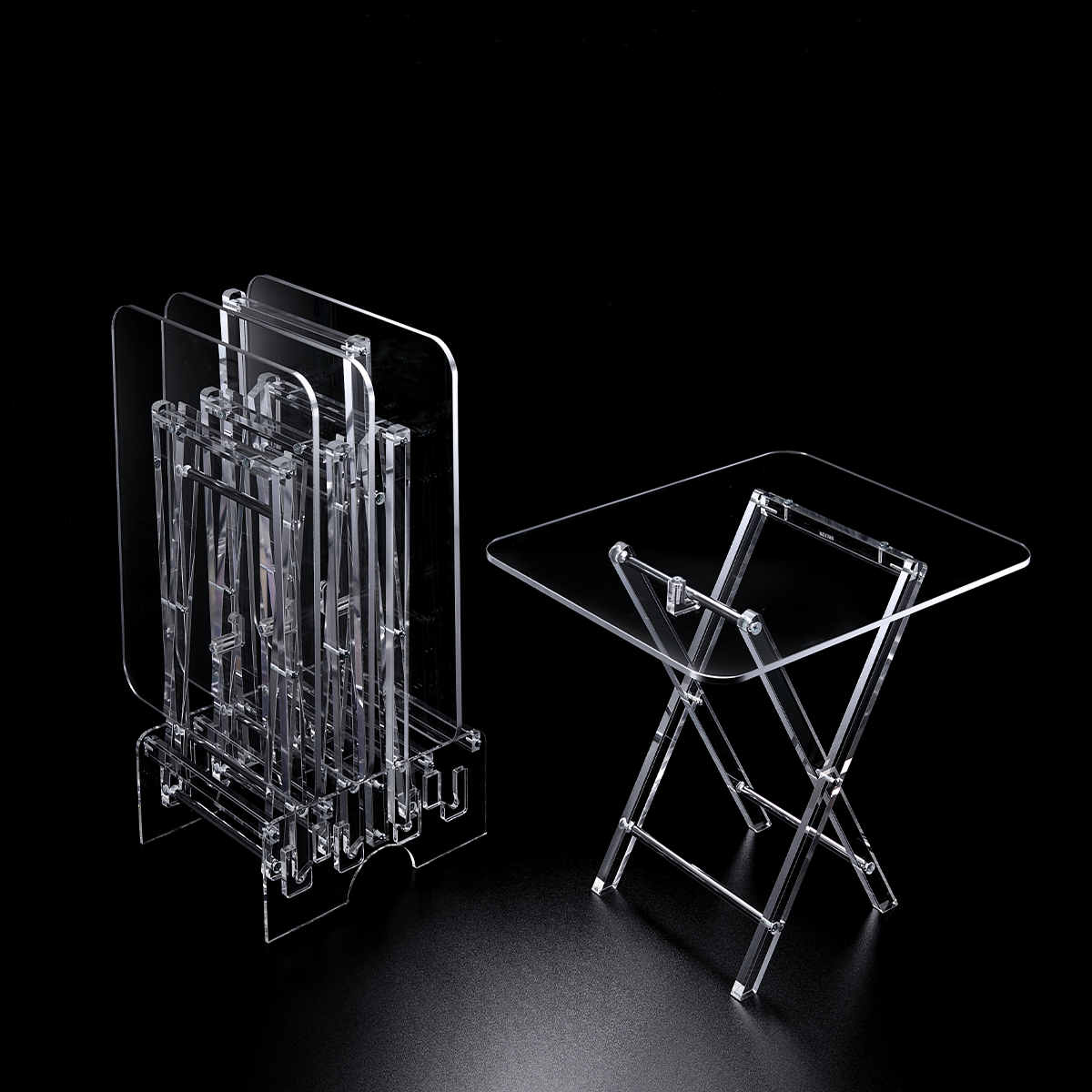 Order Vague Acrylic 4 Rectangular Coffee Tables with Stand Set Classic ...