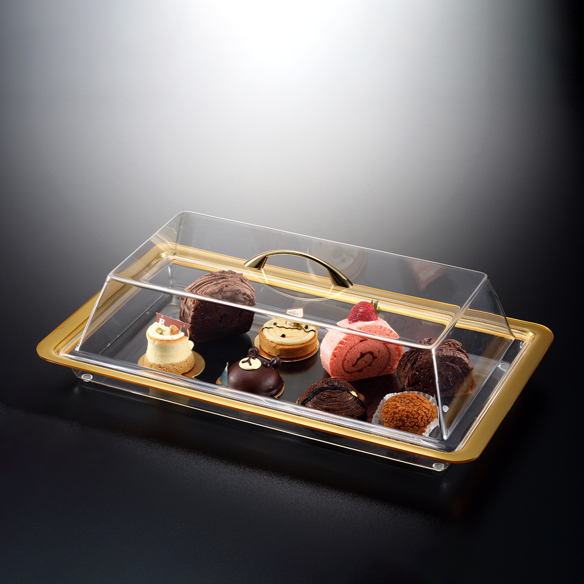 Order Vague Acrylic Bread Box Rectangular 60 cm Golden Gold Transparent ...