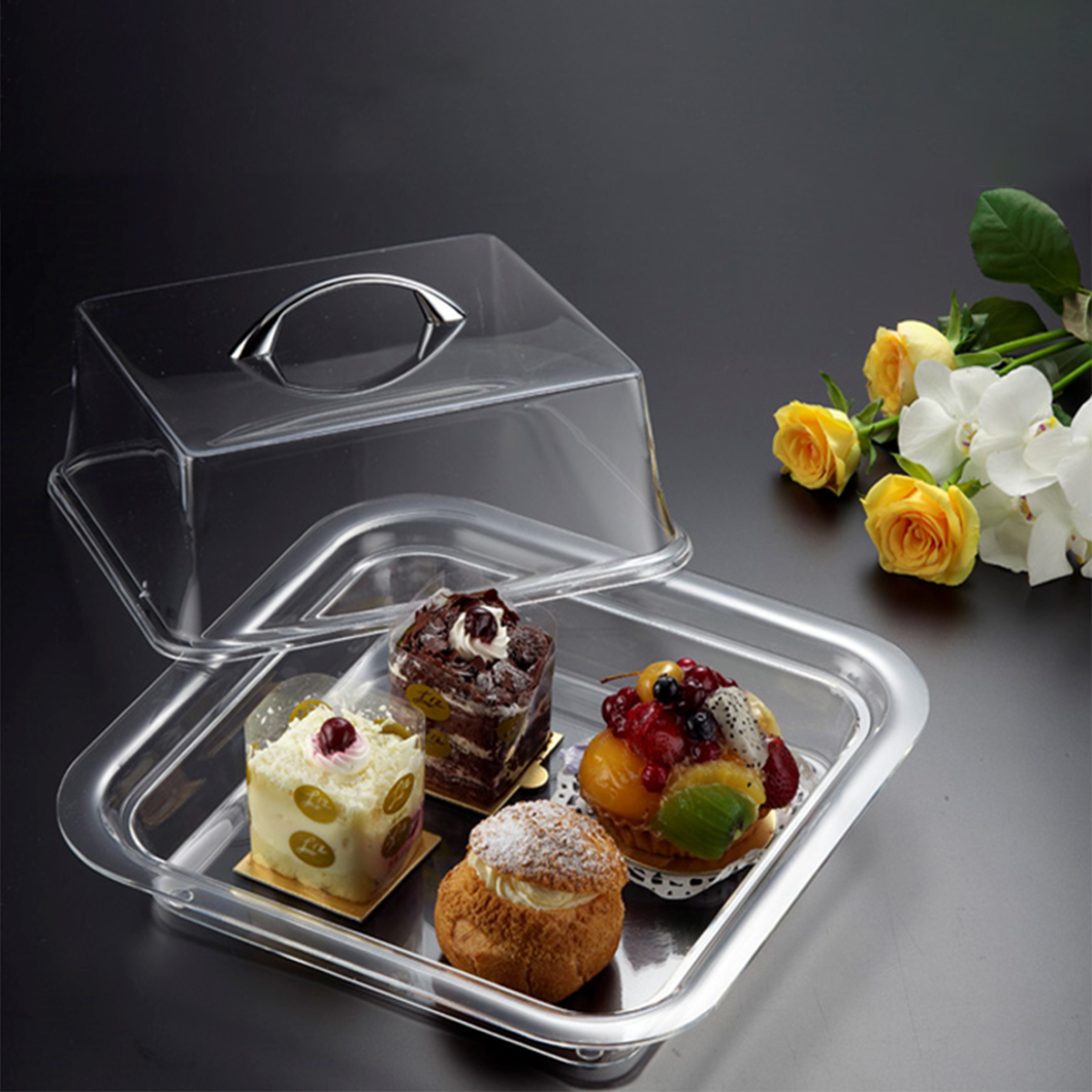 Order Vague Acrylic Cake Box Square 35 cm Transparent Acrylic Now ...