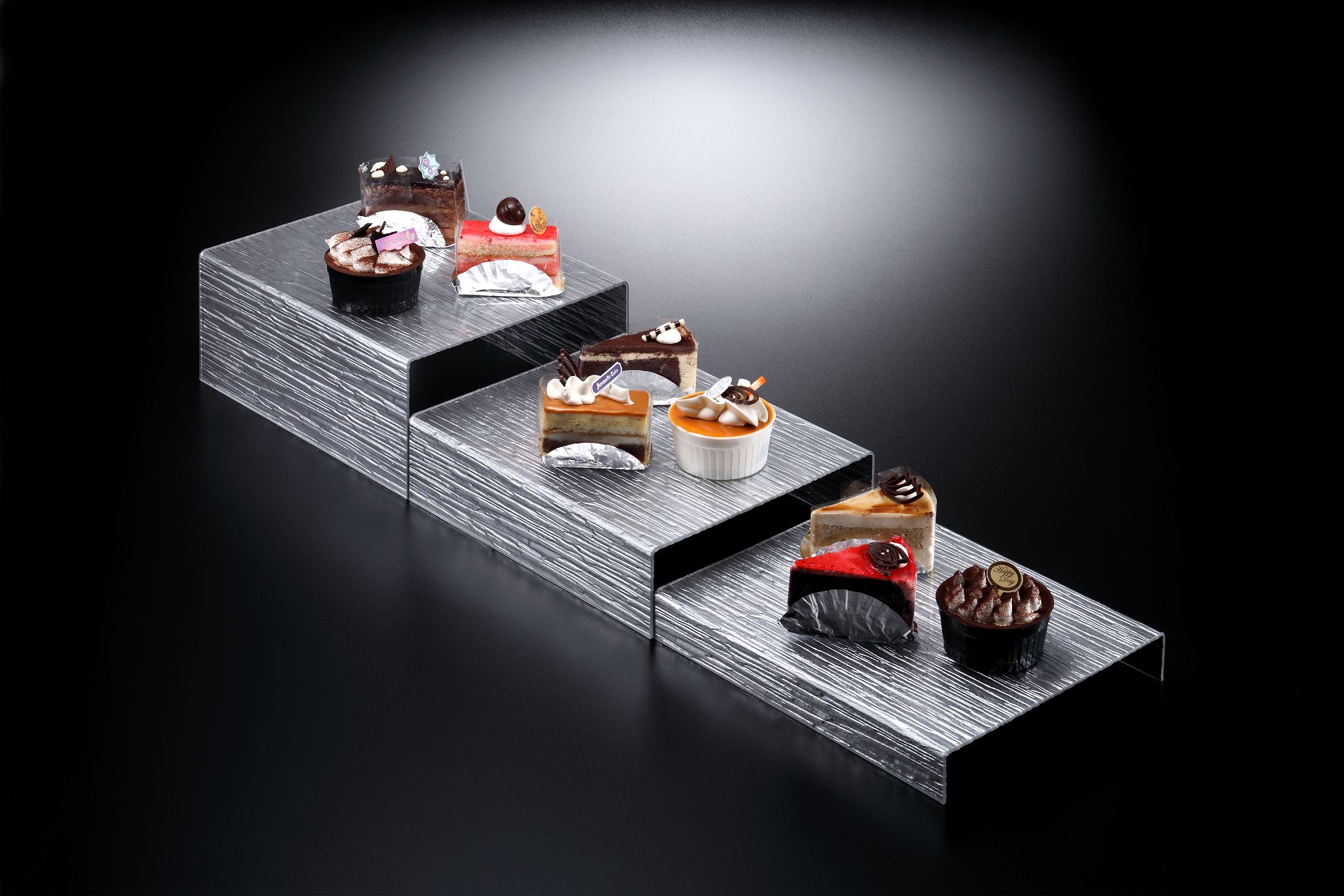 Order Vague Acrylic Dessert Display Set/3 Bark Silver Taiwan Now ...