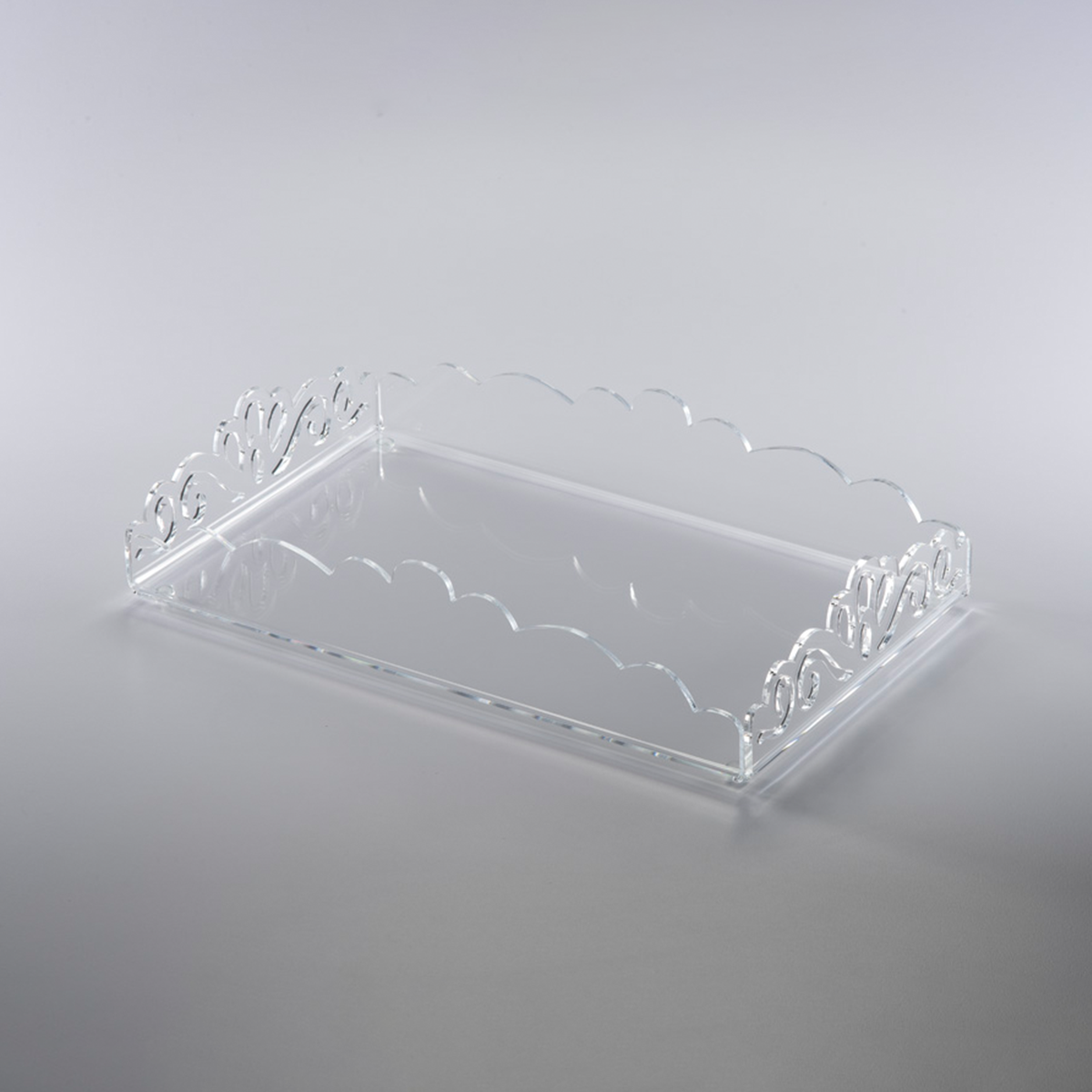 Vague Acrylic Rectangular Laser Tray 25 cm x 40 cm Transparent | Jomla.ae