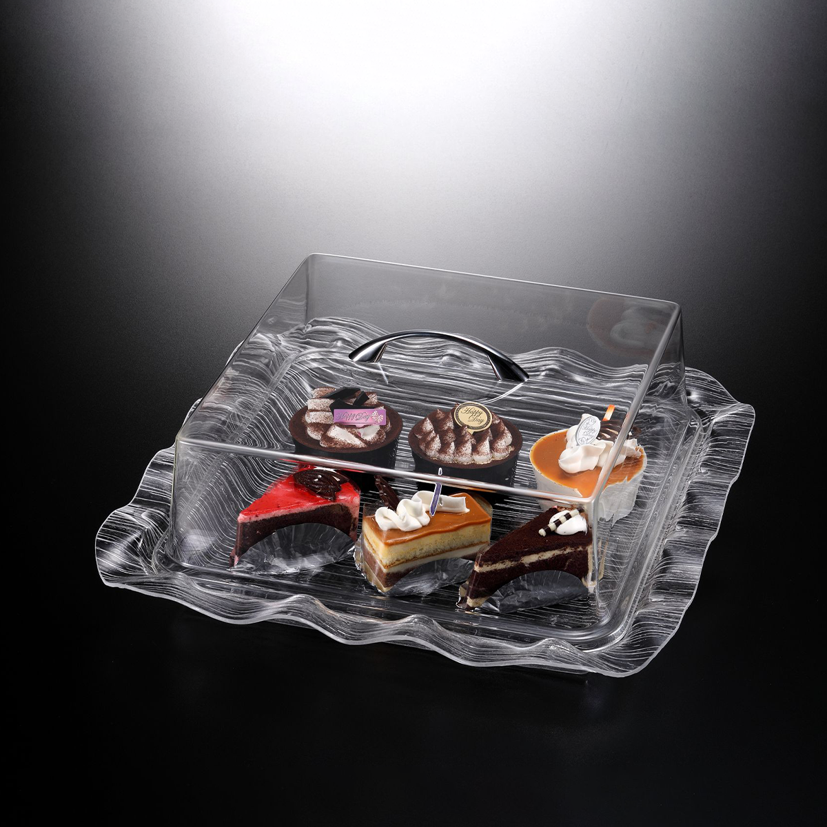 Order Vague Acrylic Square Cake Box Clear Bark 42 cm Transparent ...