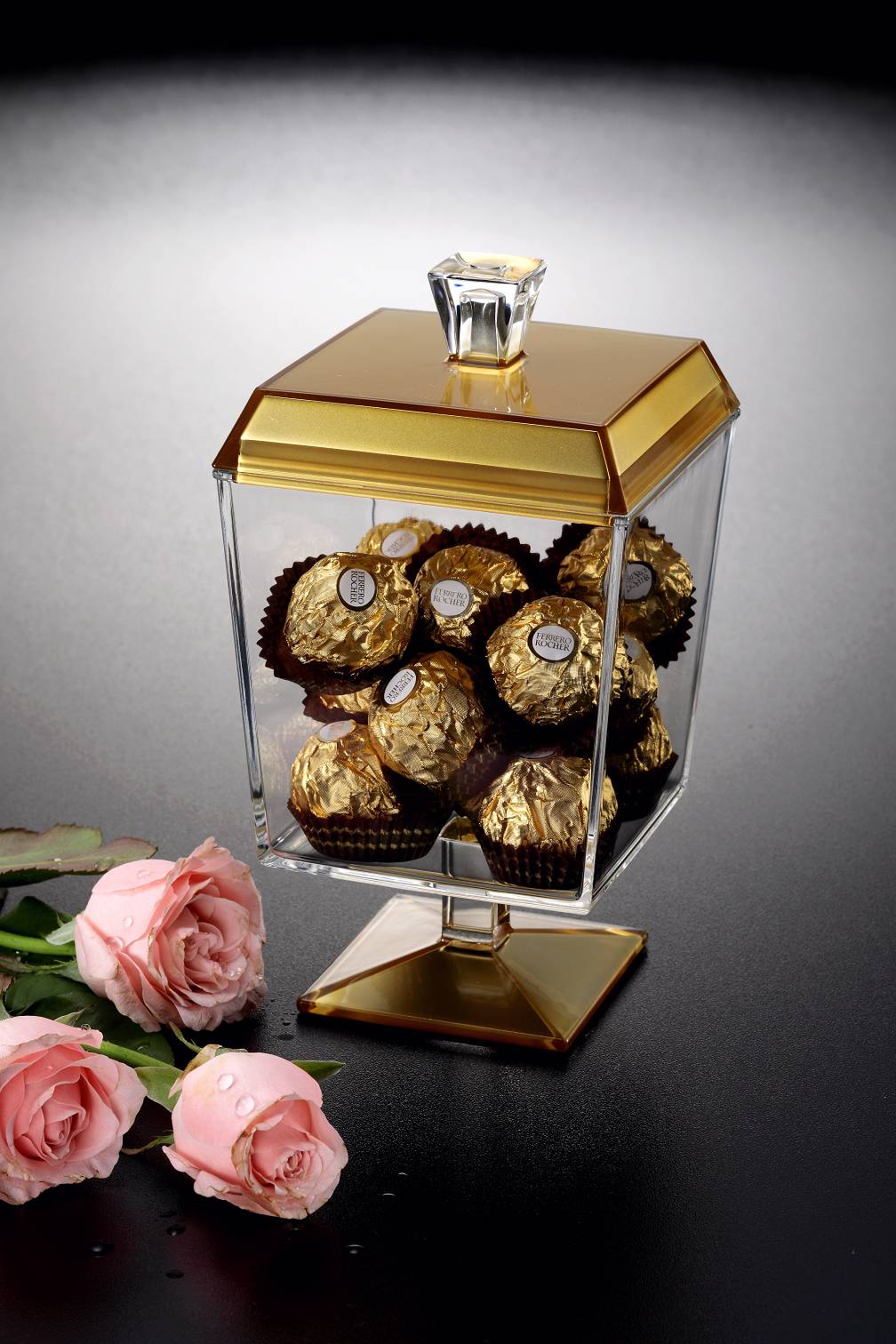 Order Vague Acrylic Square Candy Box Large Gold Coating Gold ...