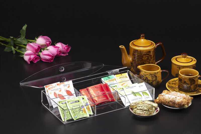 Vague Acrylic Tea Bag Box with 9 Compartment 37 cm Transparent Acrylic ...