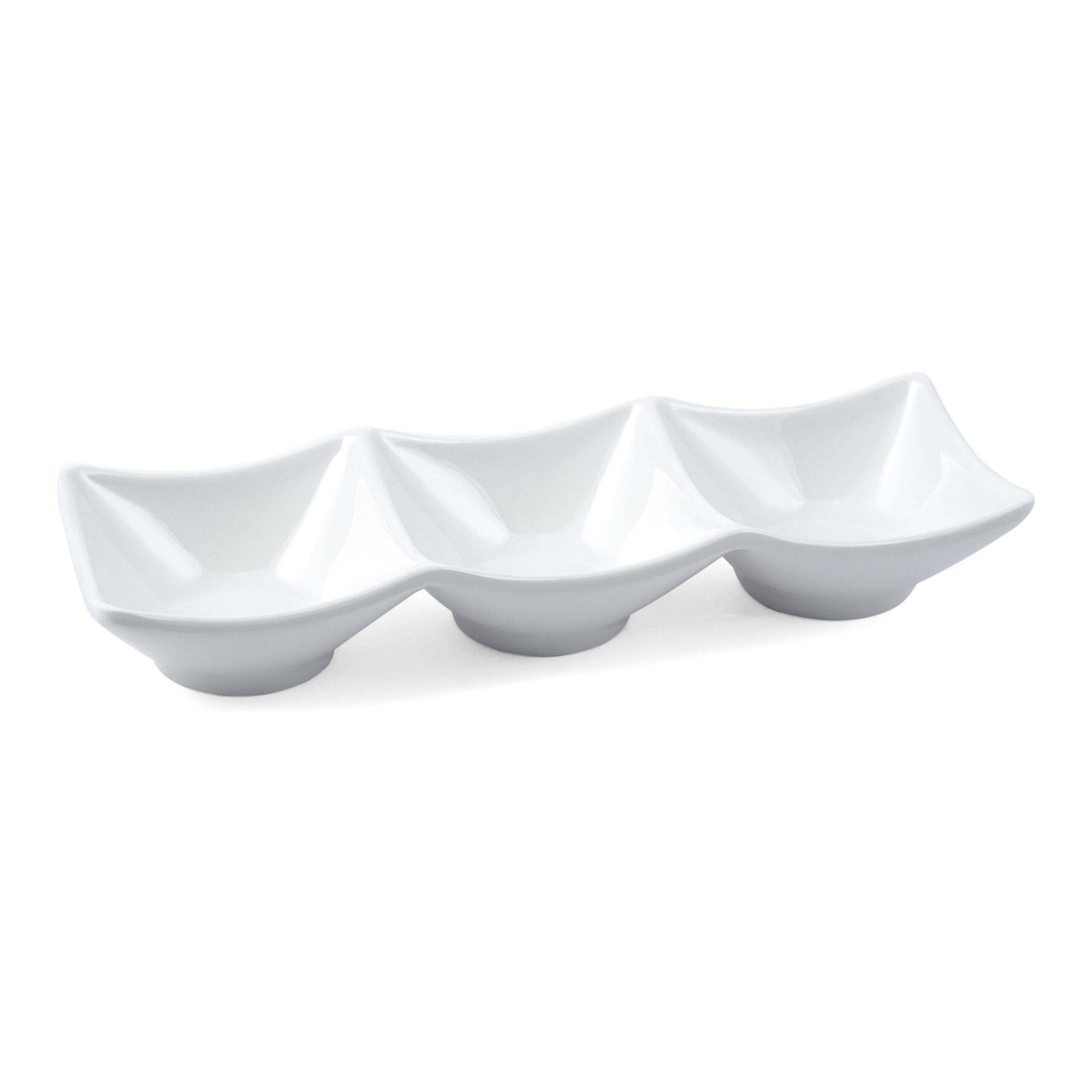 Vague Melamine 3 Compartment Divided Plate 22 cm White Melamine | Jomla.ae