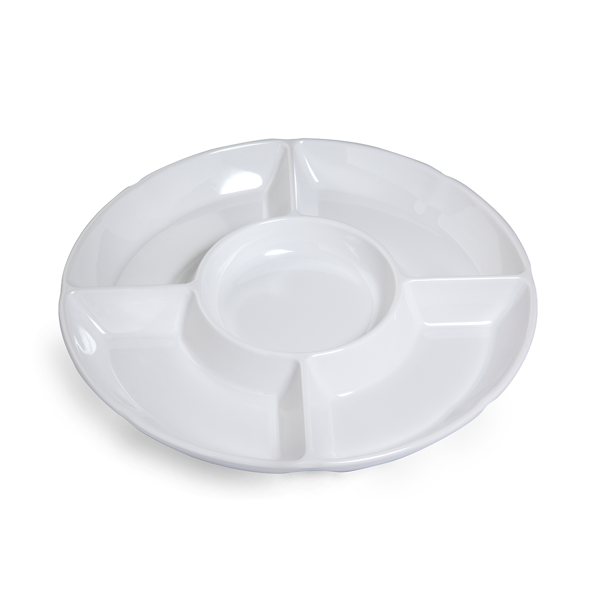 Order Vague Melamine Mezze Round 5 Compartment Plate 25 cm White ...