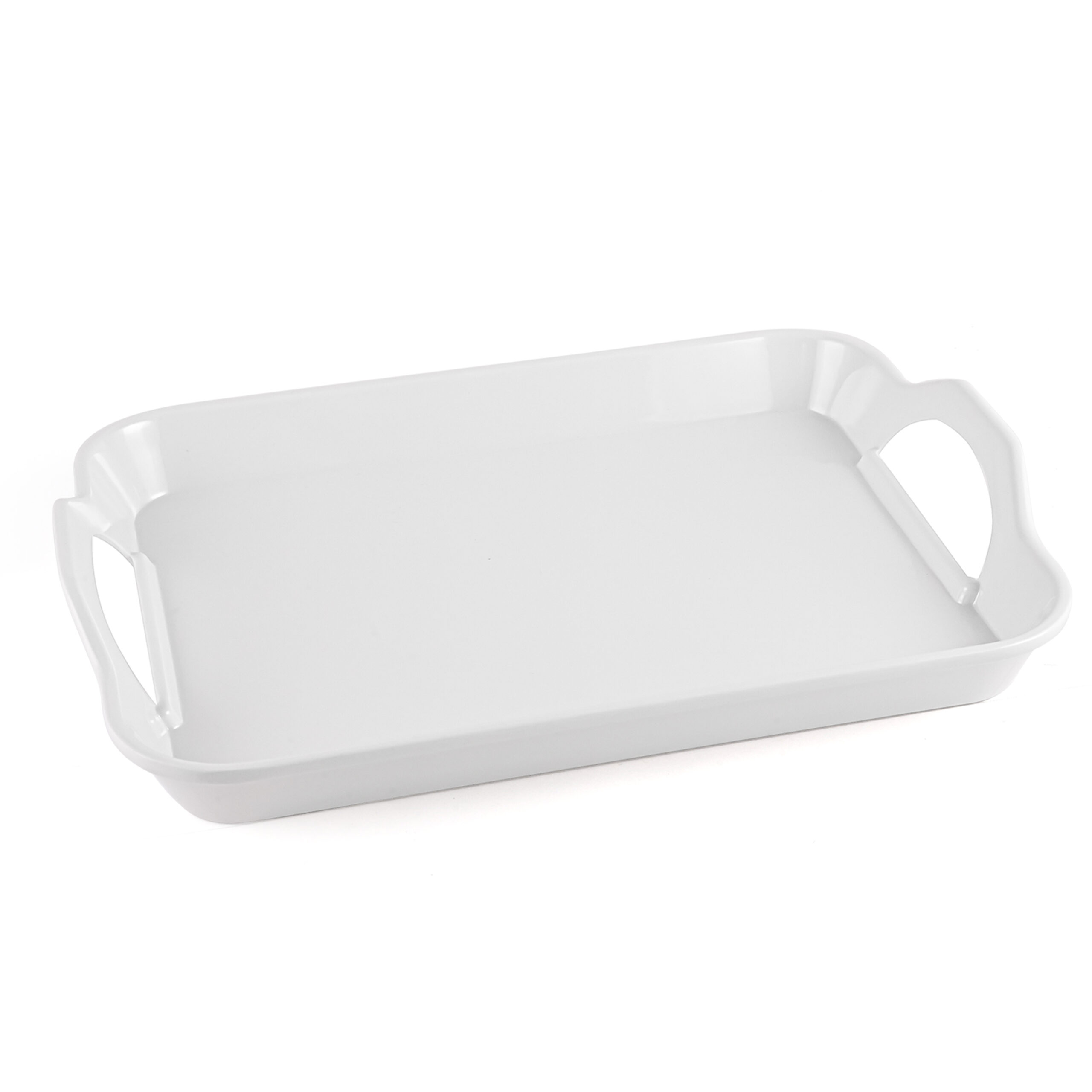 Vague Melamine Rectangular Tray with Handle 12" White Melamine | Jomla.ae
