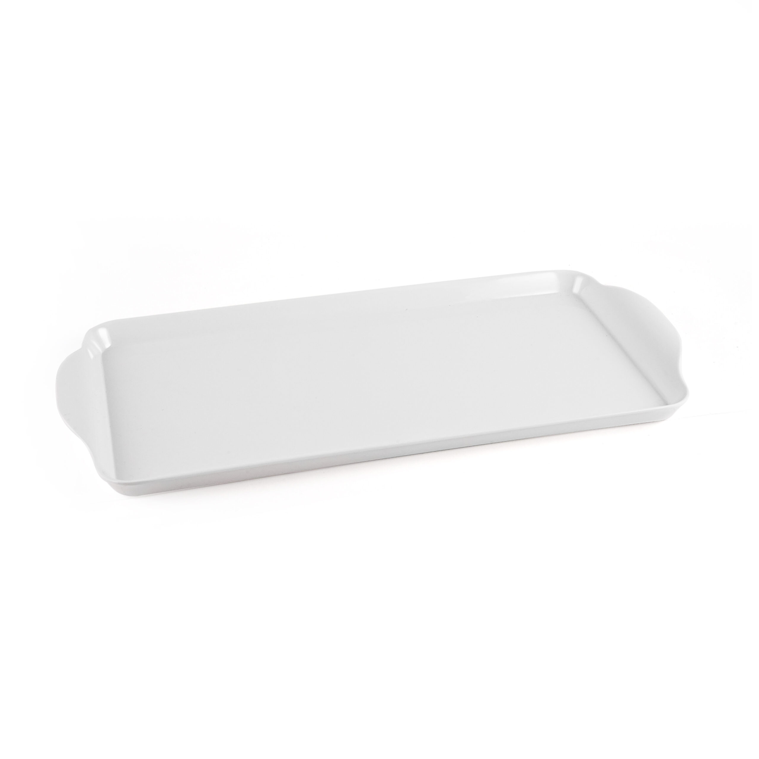 Vague Melamine Rectangular Tray with Handle 33 cm White Melamine | Jomla.ae