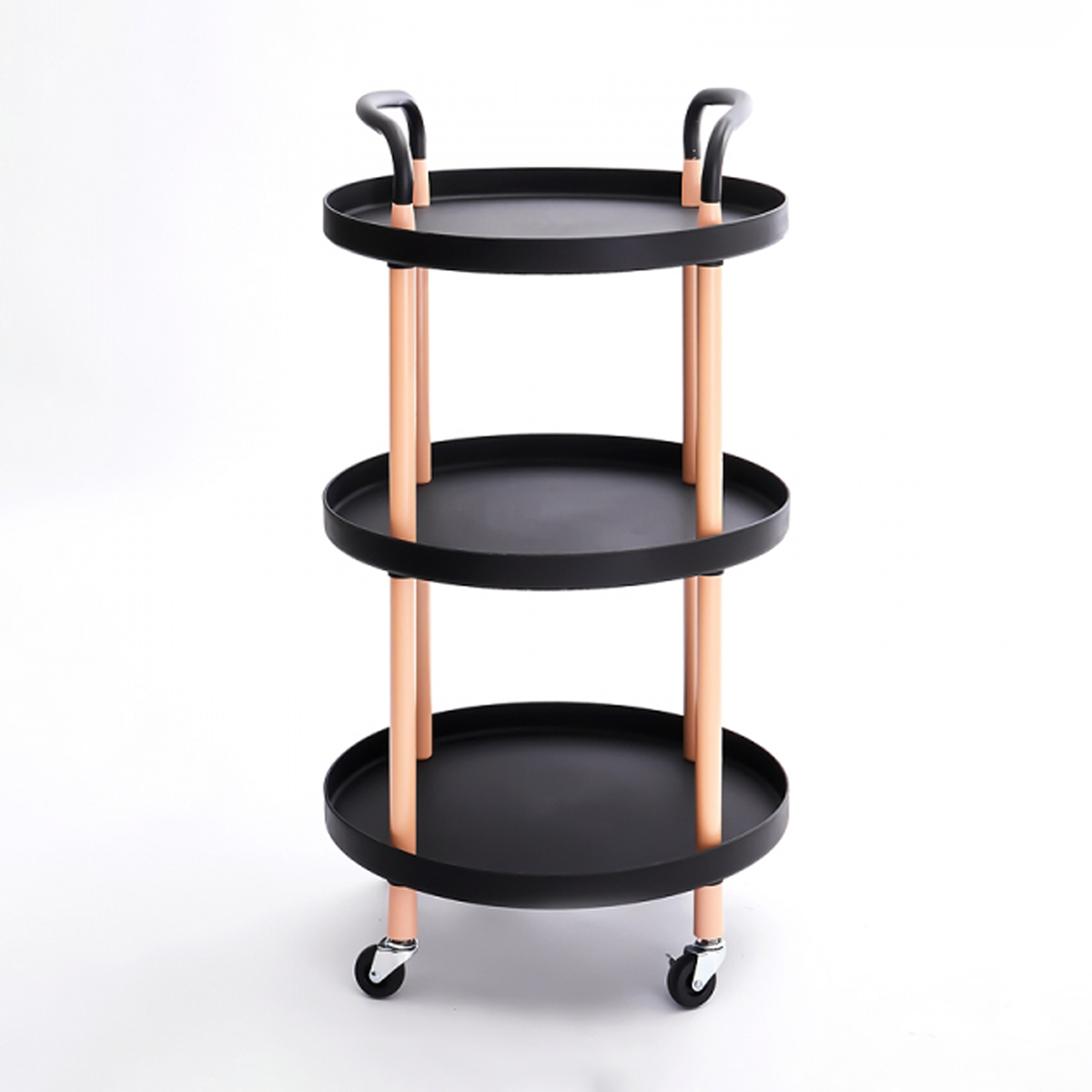 Order Vague Plastic Round 3 Tier Rolling Cart Black Now! | Jomla.ae