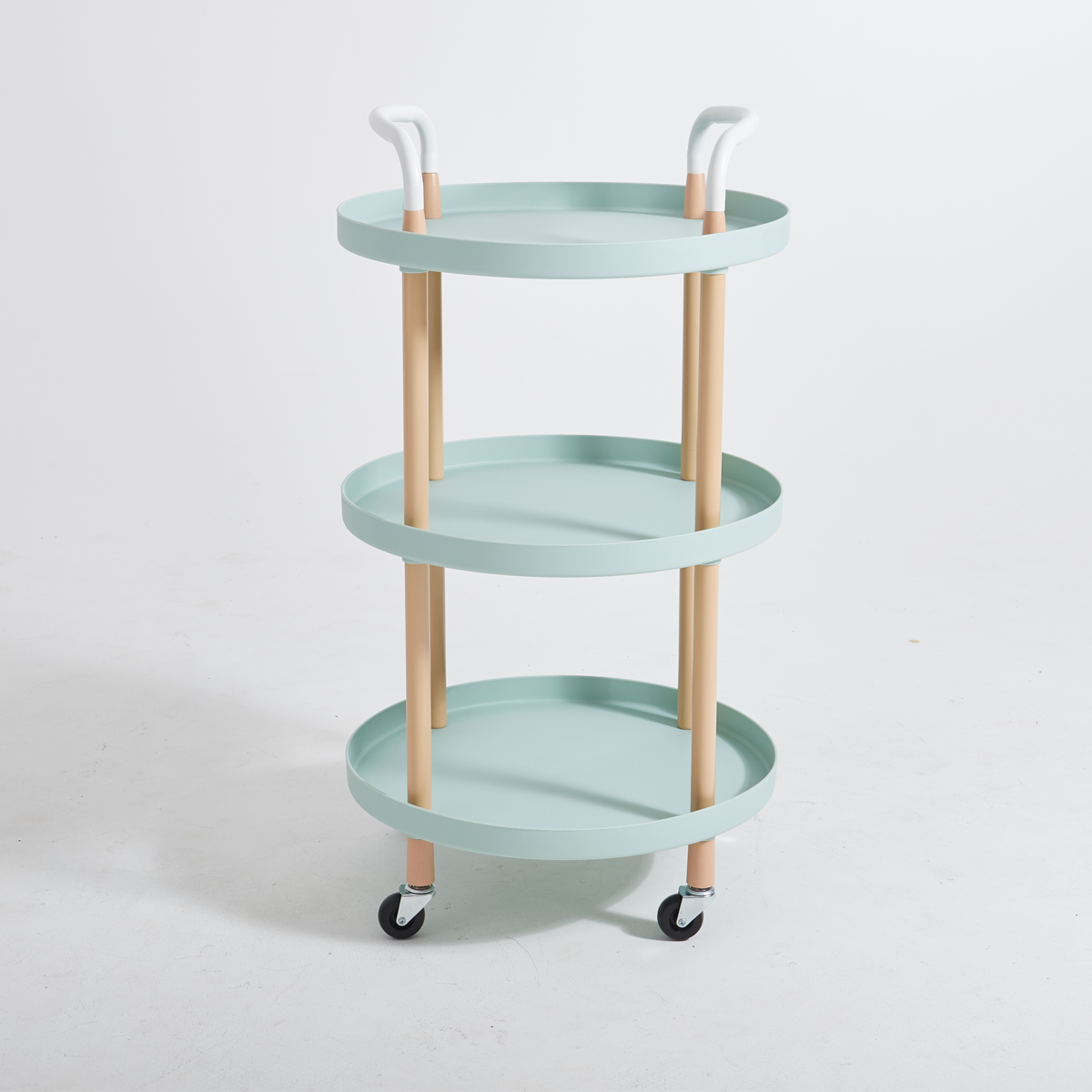 Vague Plastic Round 3 Tier Rolling Cart Green | Jomla.ae