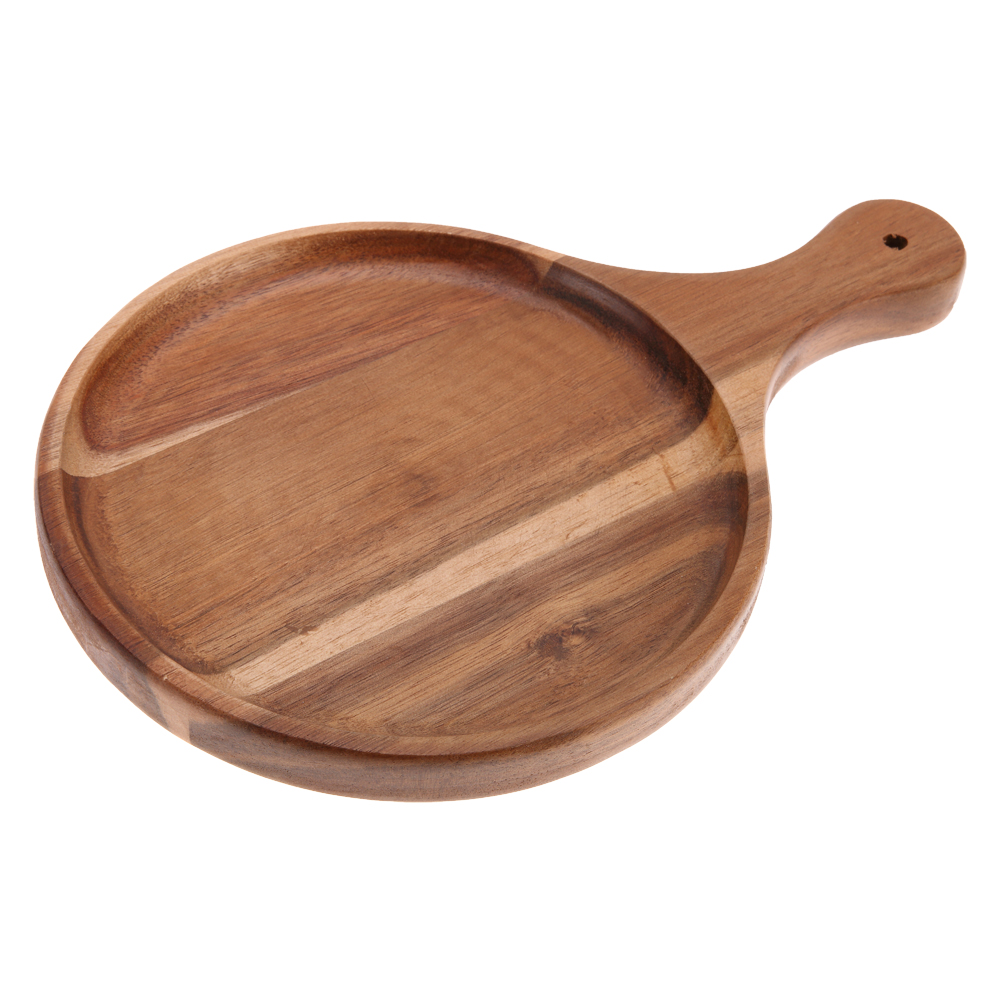 Order Vague Round Wooden Food Tray 30 cm Brown Acacia Wood Now! | Jomla.ae