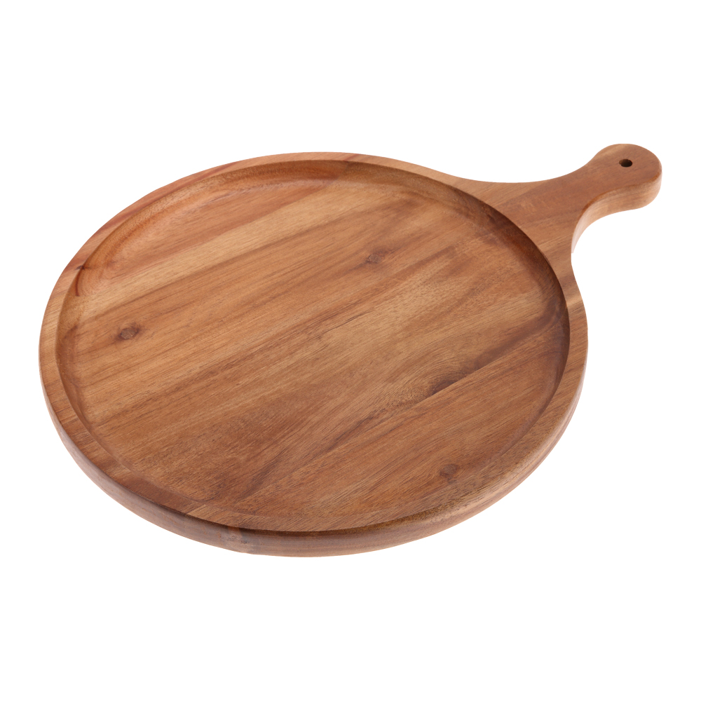 Order Vague Round Wooden Food Tray 40 cm Brown Acacia Wood Now! | Jomla.ae