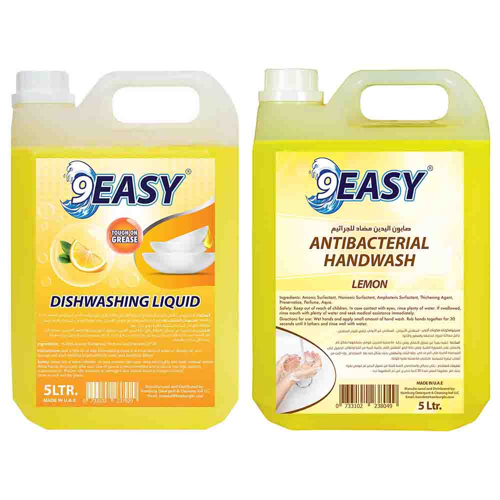 Order 9Easy - Dishwashing Liquid + Antibacterial Handwash - Lemon - 5L Now! | Jomla.ae
