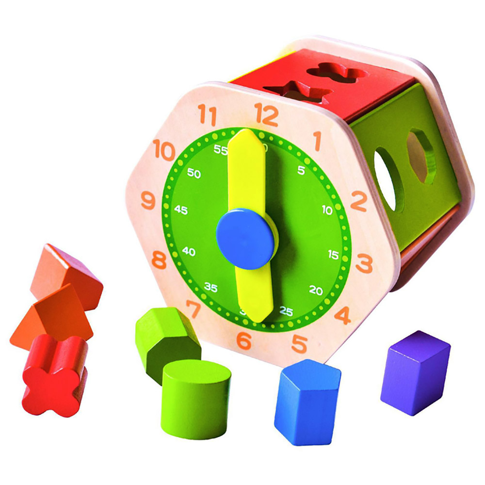 A Cool Toy - 2-In-1 Wooden Shape Sorter & Clock | Jomla.ae