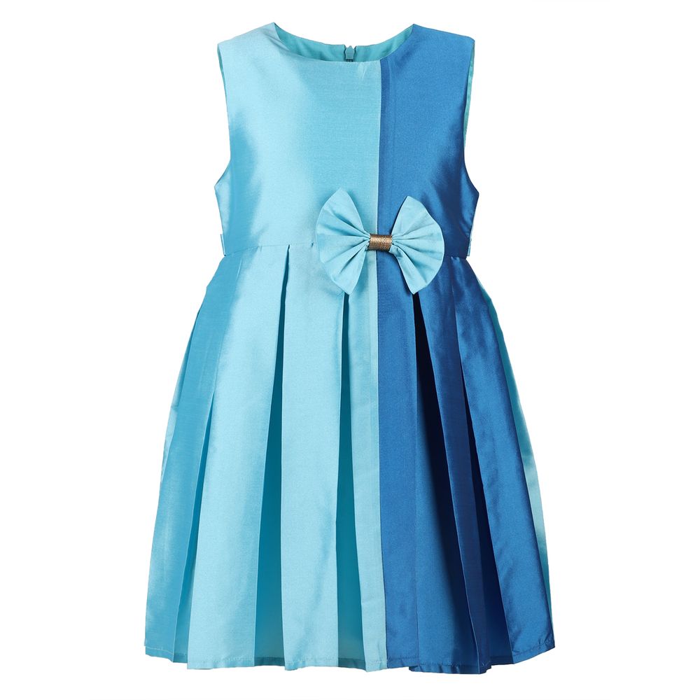 A Little Fable - Blue Color block Bow Dress | Jomla.ae