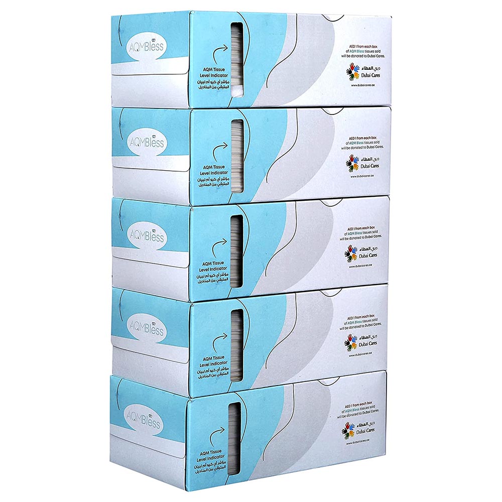 AQM Bless - High Quality Facial Tissue Box 200pcs - Pack of 5 | Jomla.ae